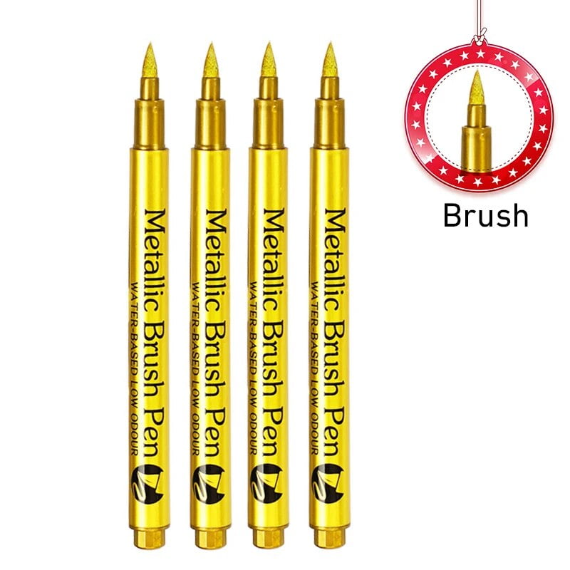 Metallic Marker Pen Set Gold Silver White Colors Brush Pen Medium Point ...