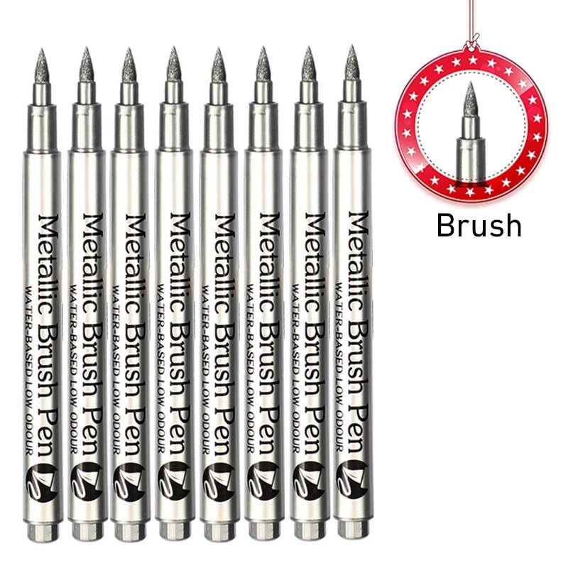Metallic Marker Pen Set Gold Silver White Colors Brush Pen Medium Point ...