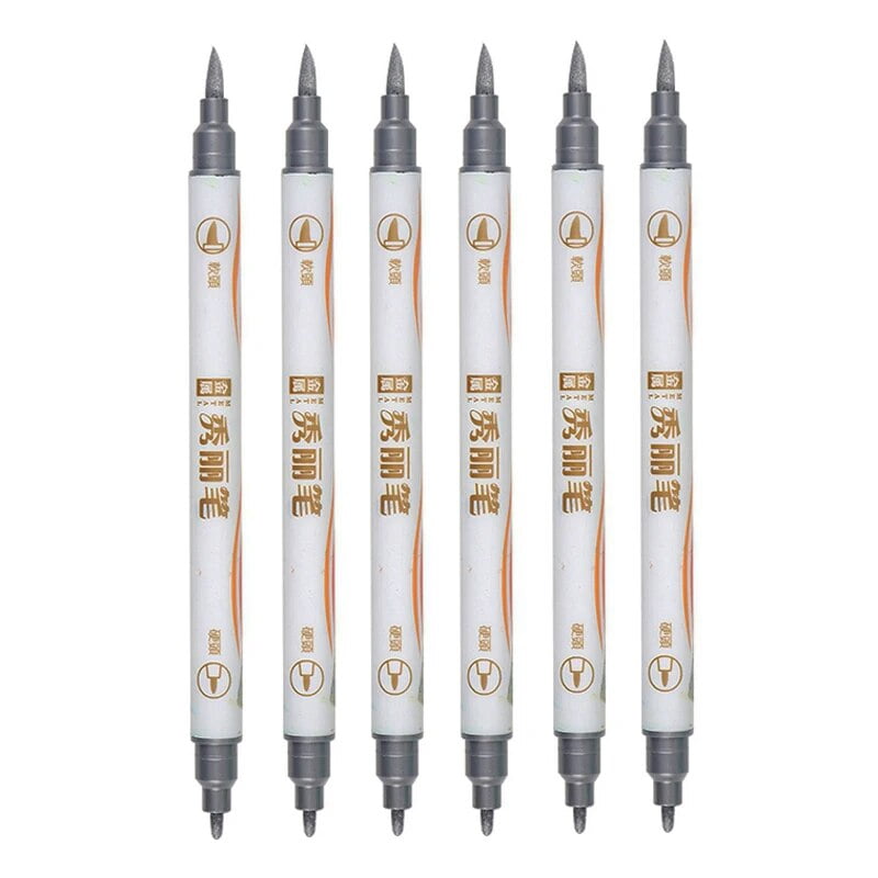 Metallic Marker Pen Set Gold Silver White Colors Brush Pen Medium Point ...