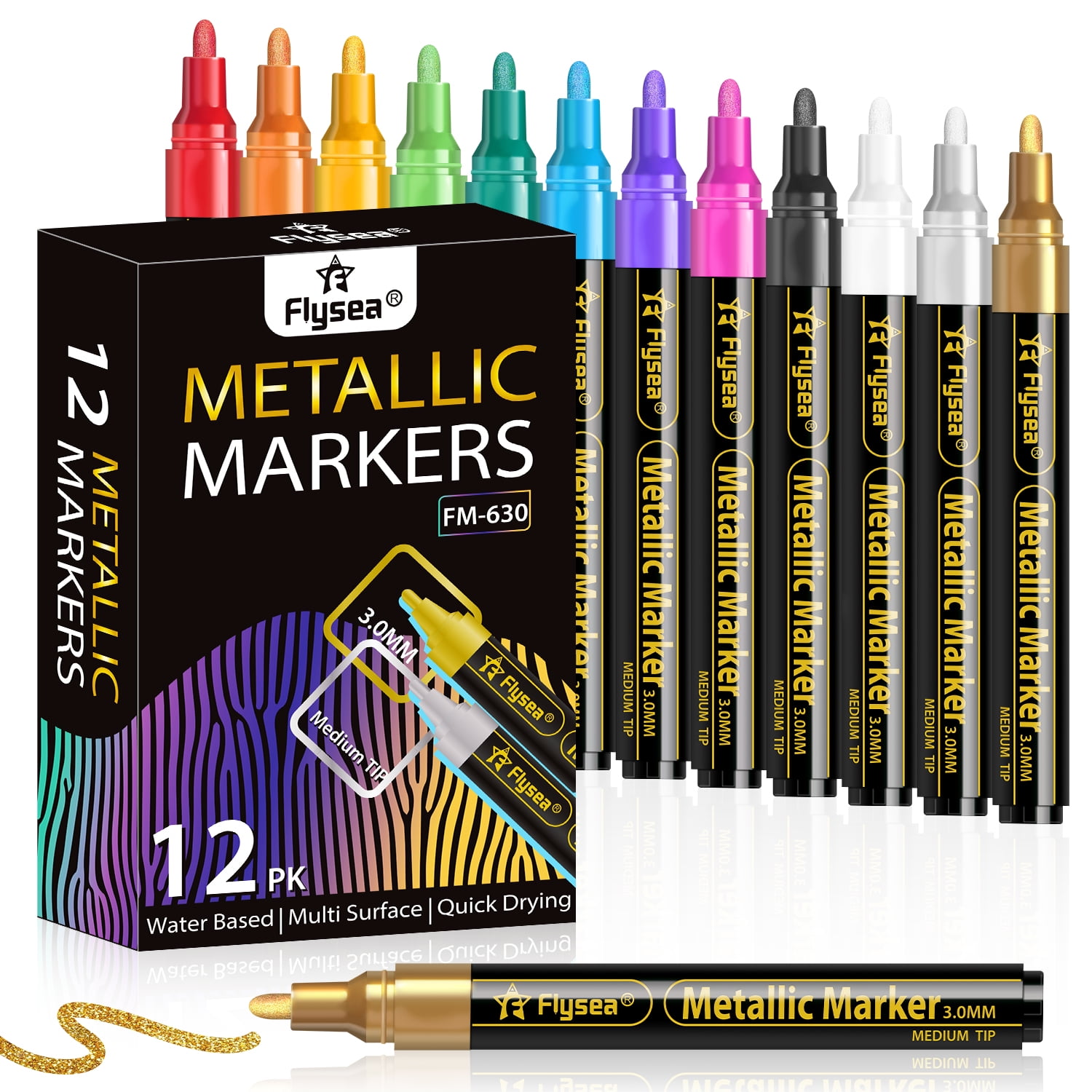 Metallic Markers Medium Point Metallic Marker Pens for Black Paper,Art ...