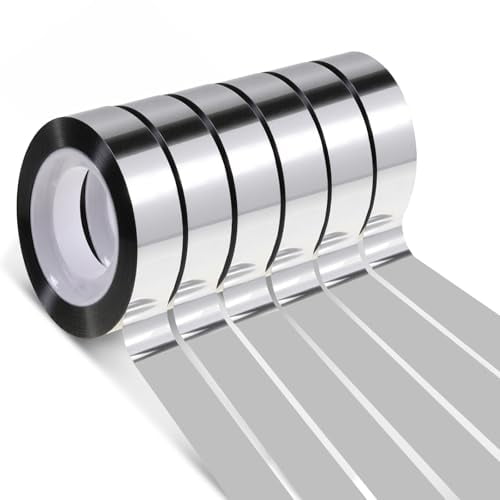 Metallic Mirror Tape, 6 Rolls Silver Tape 1/2 Inch Decorative Tapes ...