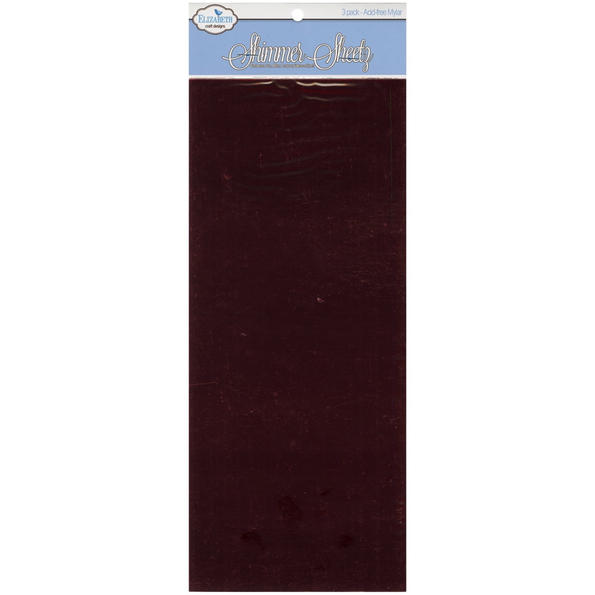 Metallic Mylar Shimmer Sheetz 5"X12" 3/Pkg-Red, Pk 2, Elizabeth Craft ...