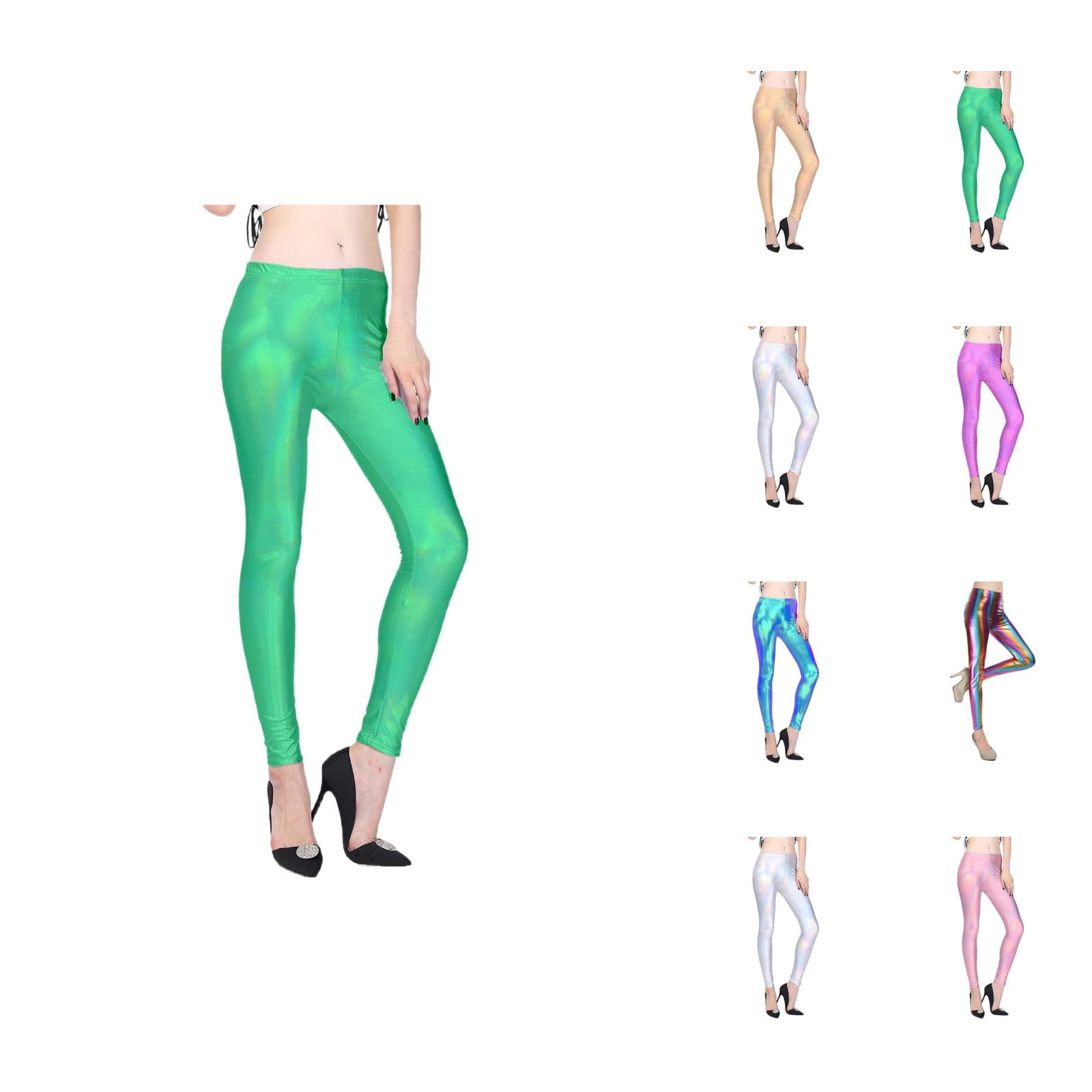 Metallic Mystique Leggings for Women 80s Outfit Leather Shiny Glitter ...
