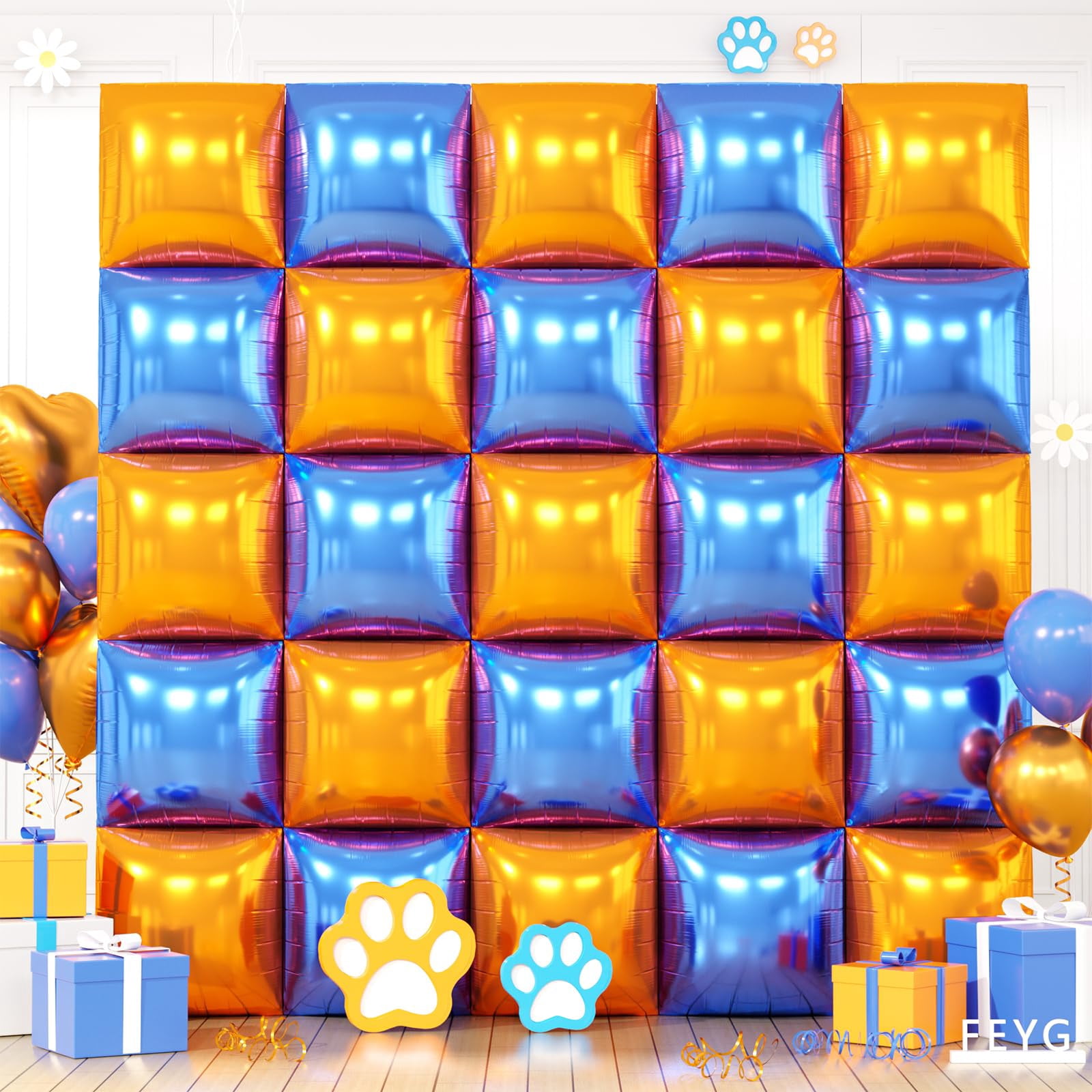 Metallic Navy Blue Pearl IFF17 Blue and Orange Square Foil Balloons ...