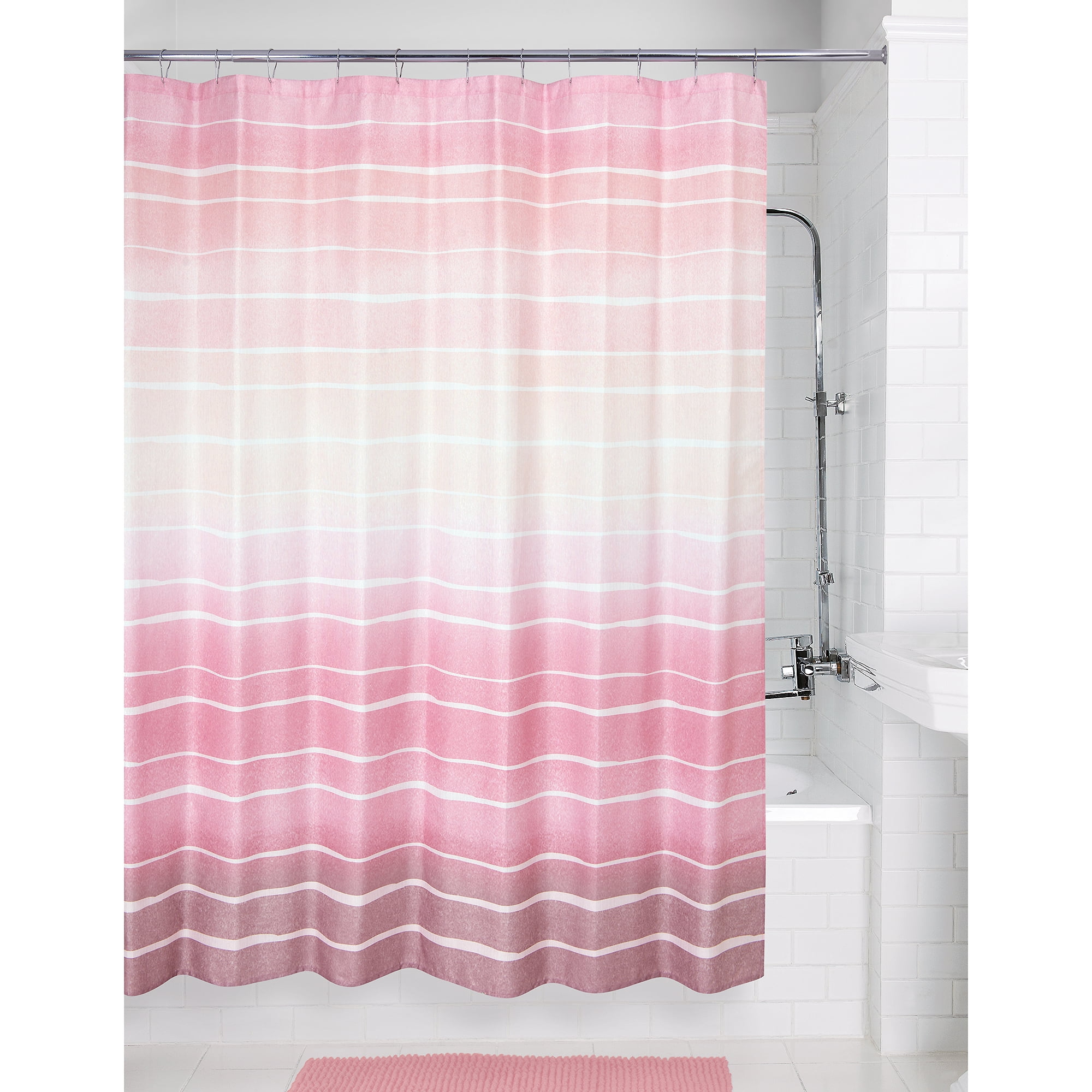 Allure Home Creation Ombre Stripe Blush Shower Curtain 70x 72 - Walmart.com
