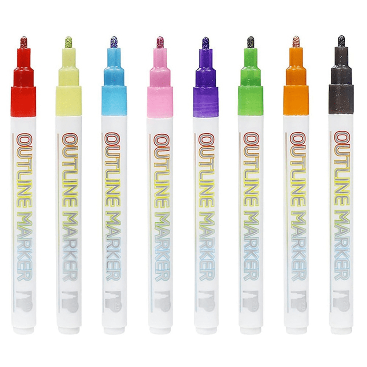 Metallic Outline Paint Markers, 8 Colors Shimmer Outline Markers Pens ...