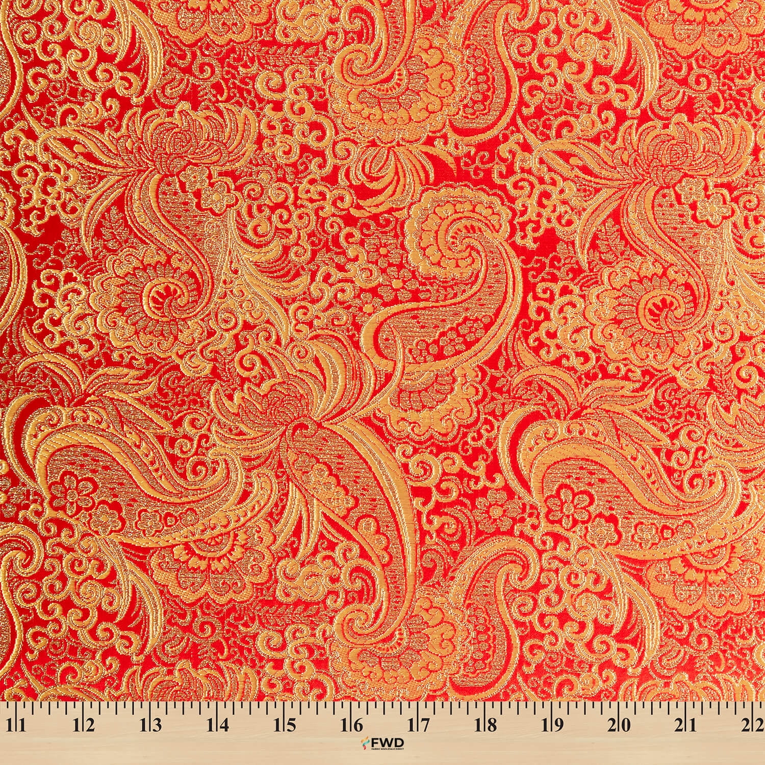 Metallic Paisley Gold Brocade Fabric 60" By Yard in Red Yellow White ...
