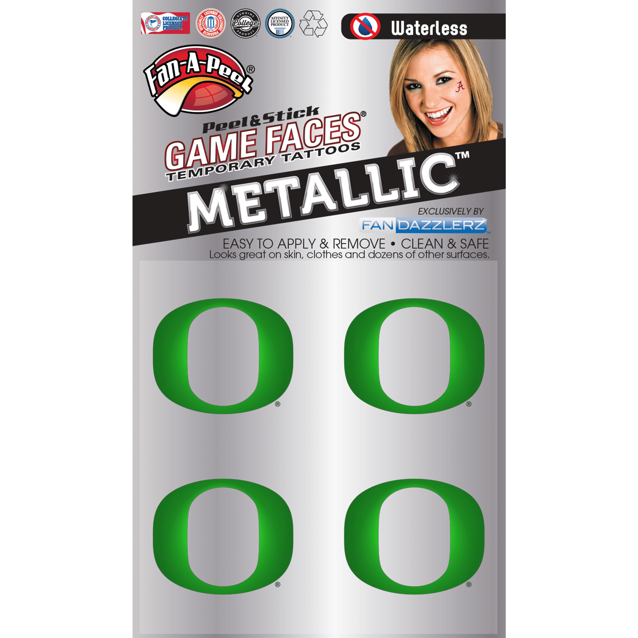Metallic Peel & Stick Fan-A-Peel / Gamesfaces[ 1.25" Oregon ] - Walmart.com