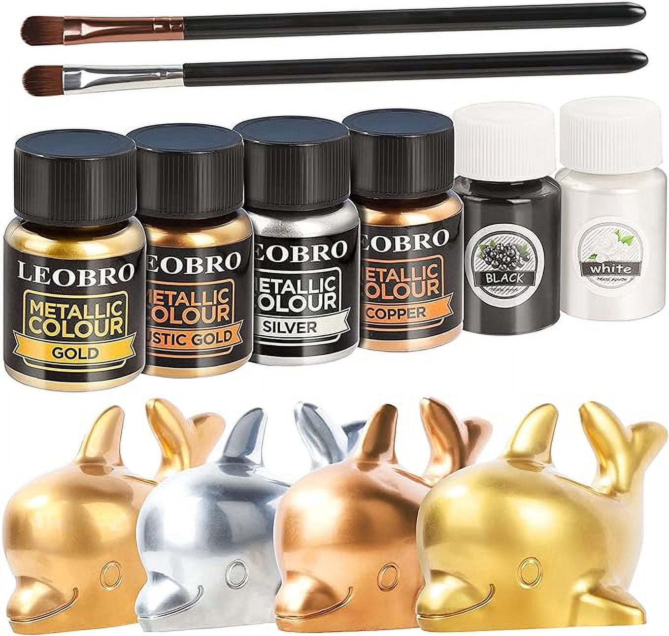 Metallic Pigment Powder, LEOBRO 6 Jars Metallic Mica Powder for Epoxy ...