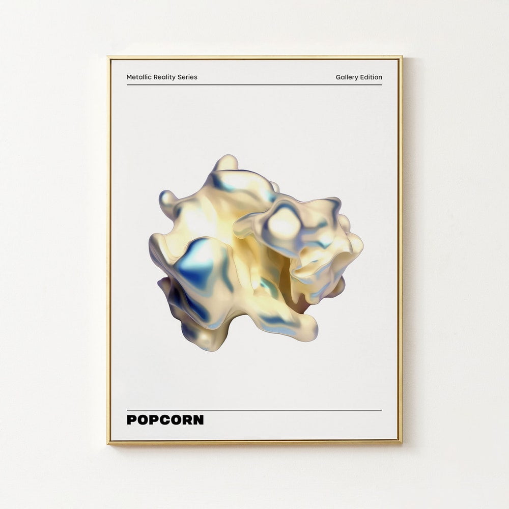 Metallic Popcorn Wall Decor, Vibrant Chrome Holographic Poster, Funky ...