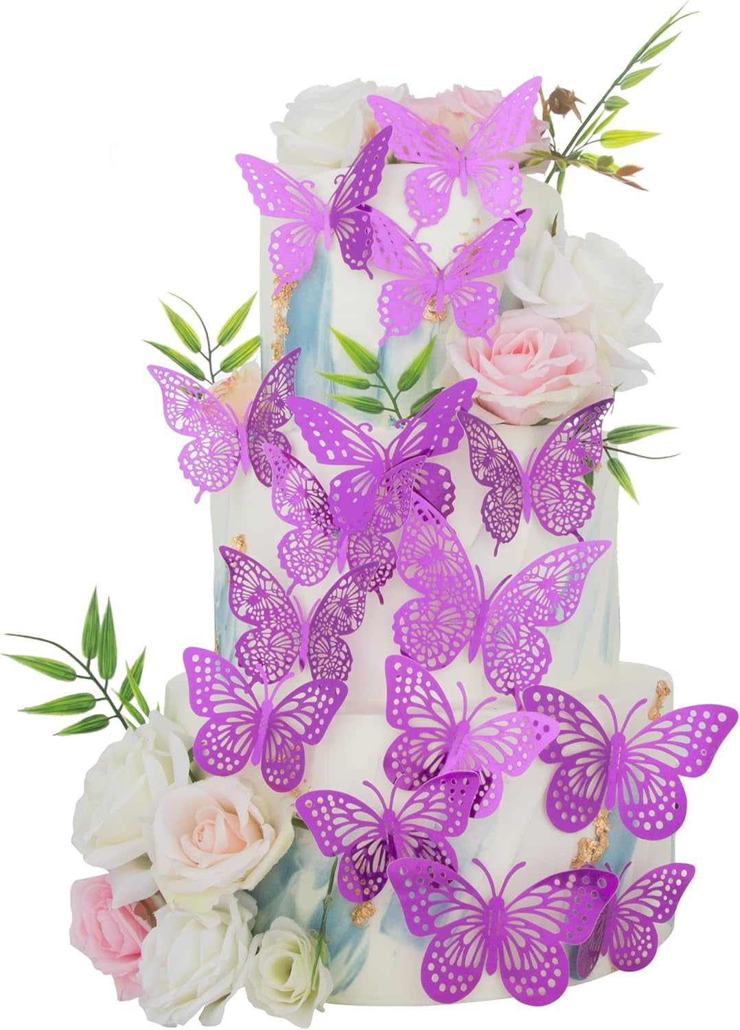 Metallic Purple Butterfly Cupcake Toppers Hollow Art 3D Butterfly Cake ...