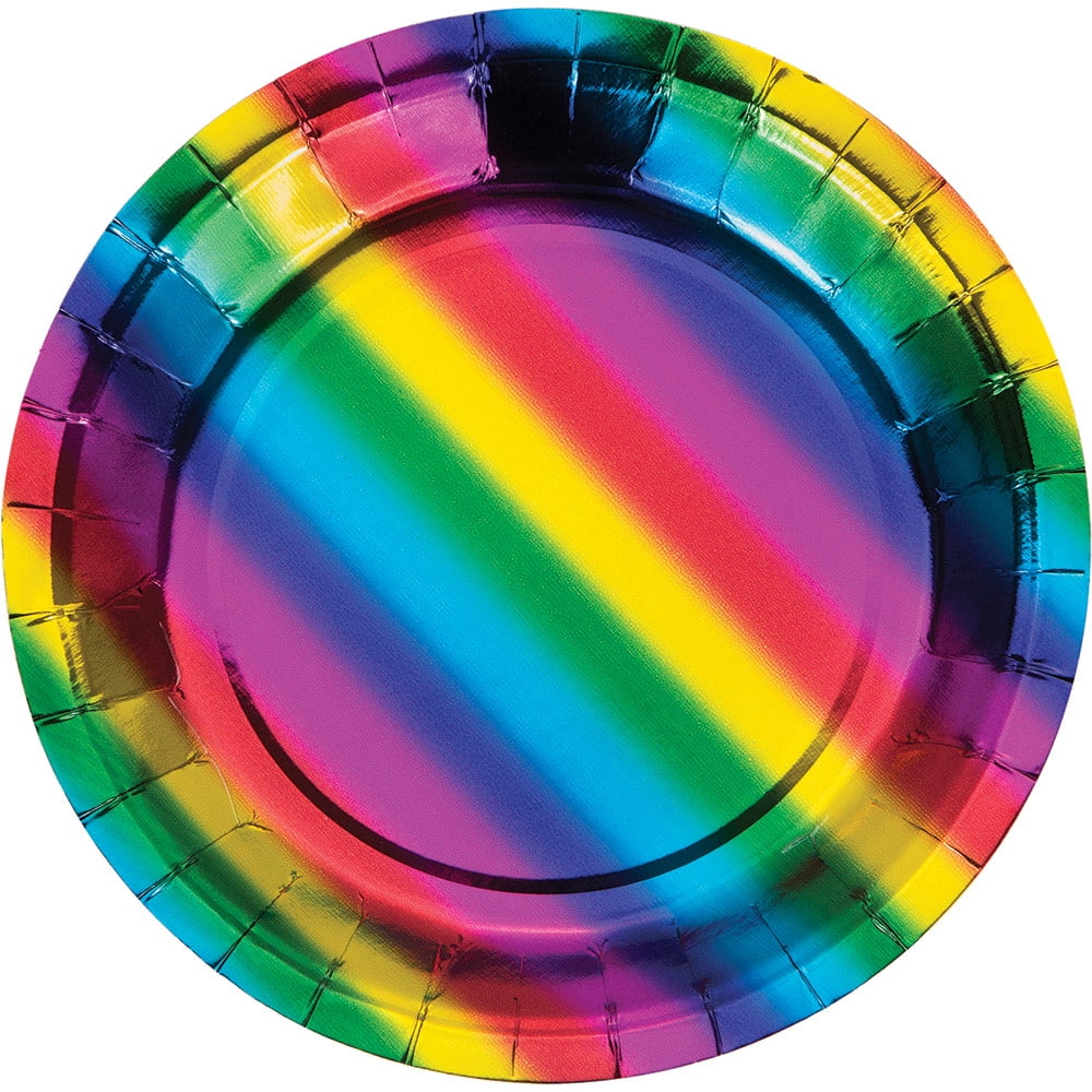 Metallic Rainbow Dessert Plate (8 Count) - Walmart.com