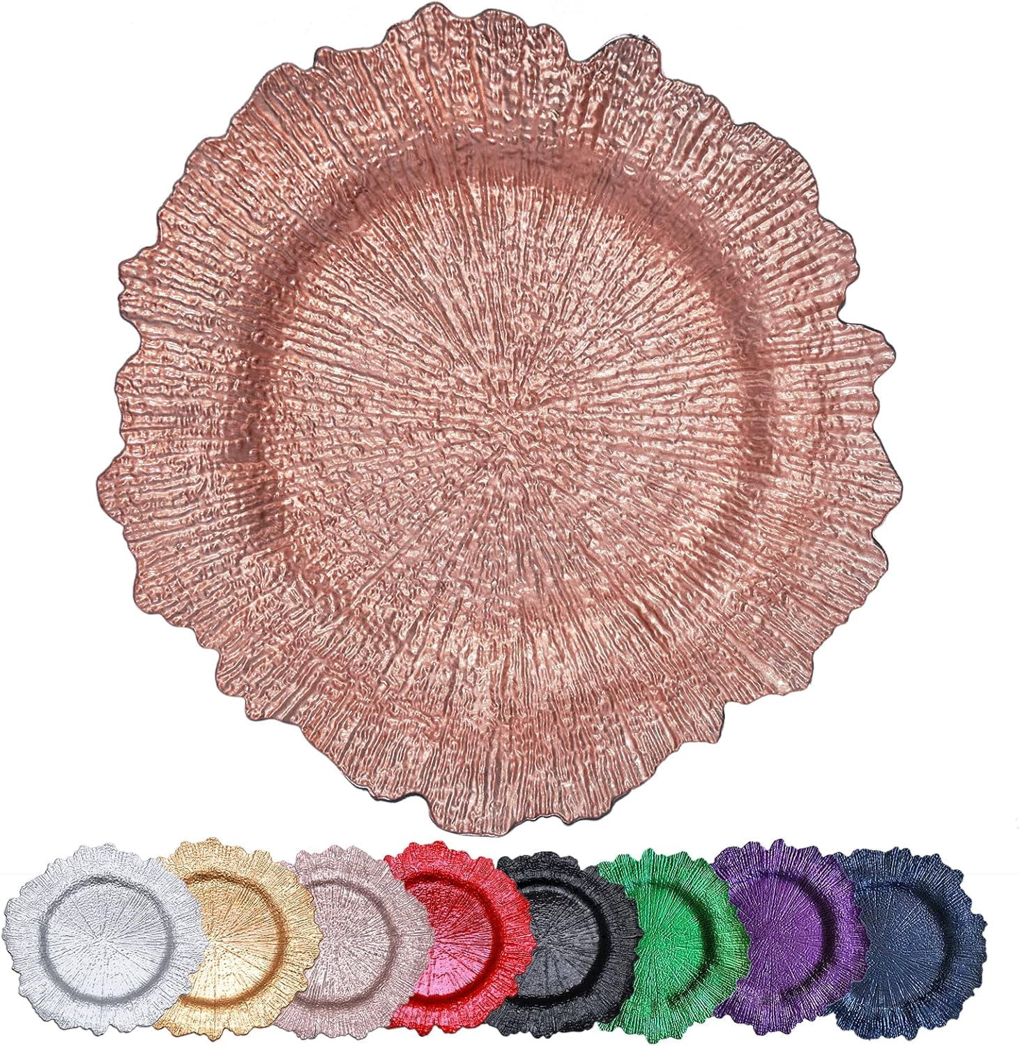 Metallic Round Charger Plates 10PCS, 13inch Plastic Beaded, bulk ...