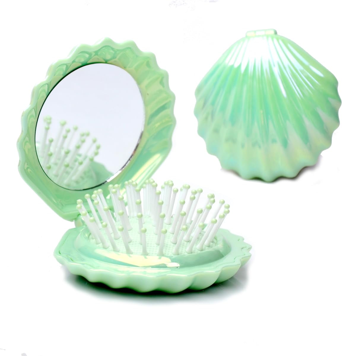 Metallic Shinning Finish Foldable Travel Hair Brushes with Mirror Shell ...