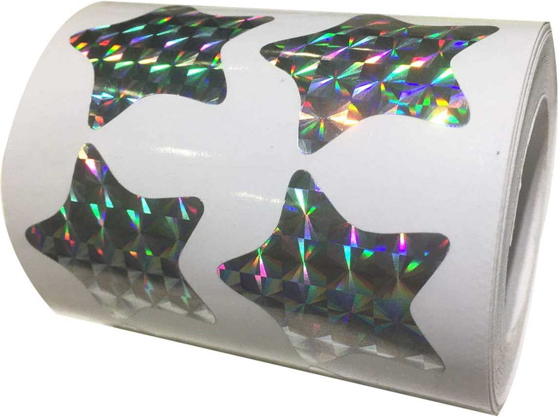 Metallic Shiny Silver Star Stickers 1.1inch Silver Foil Glitter Stars ...
