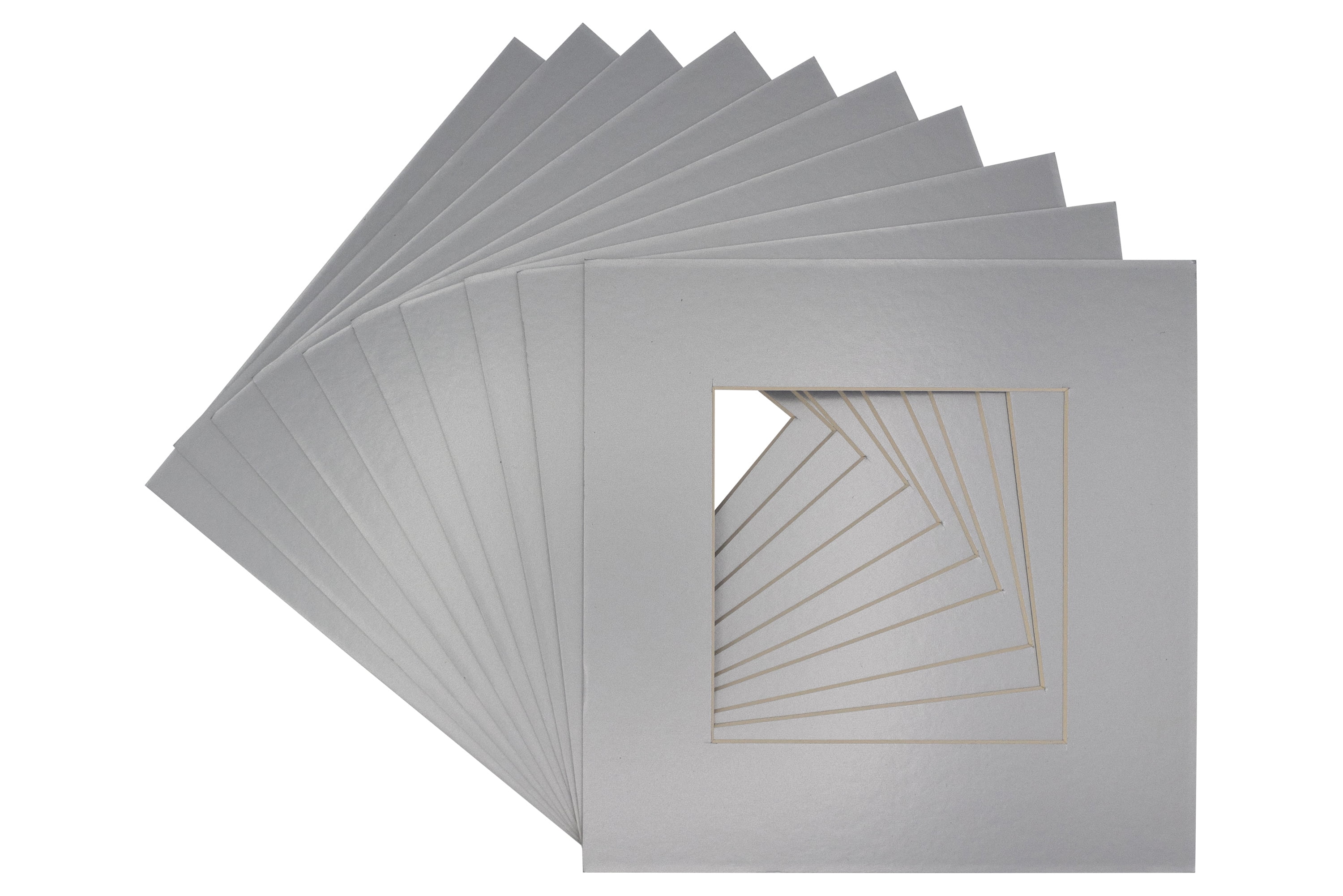 Metallic Silver Acid Free 12x12 Picture Frame Mats with White Core ...