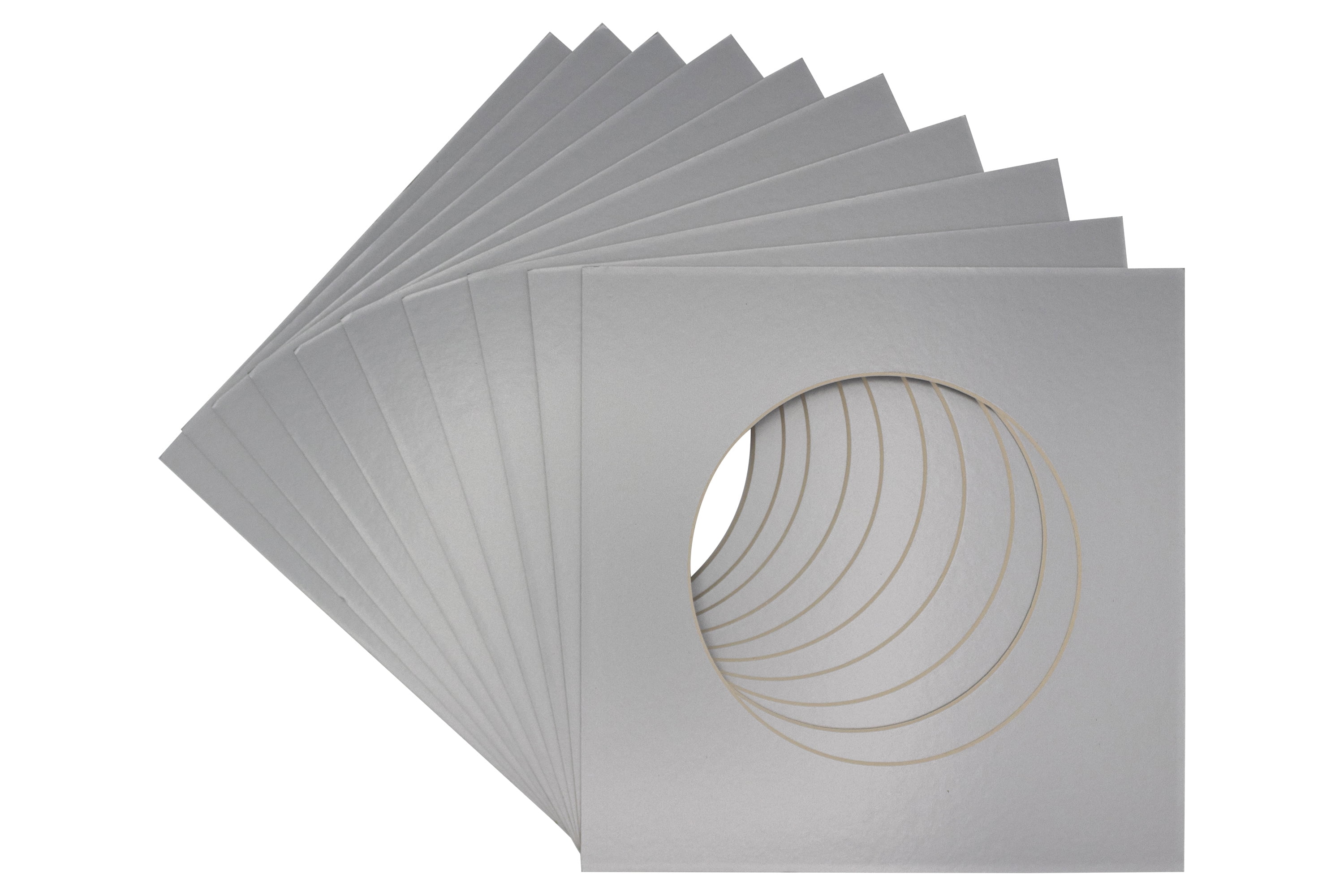 Metallic Silver Acid Free 7x7 Cirlce Picture Frame Mat with White Core ...