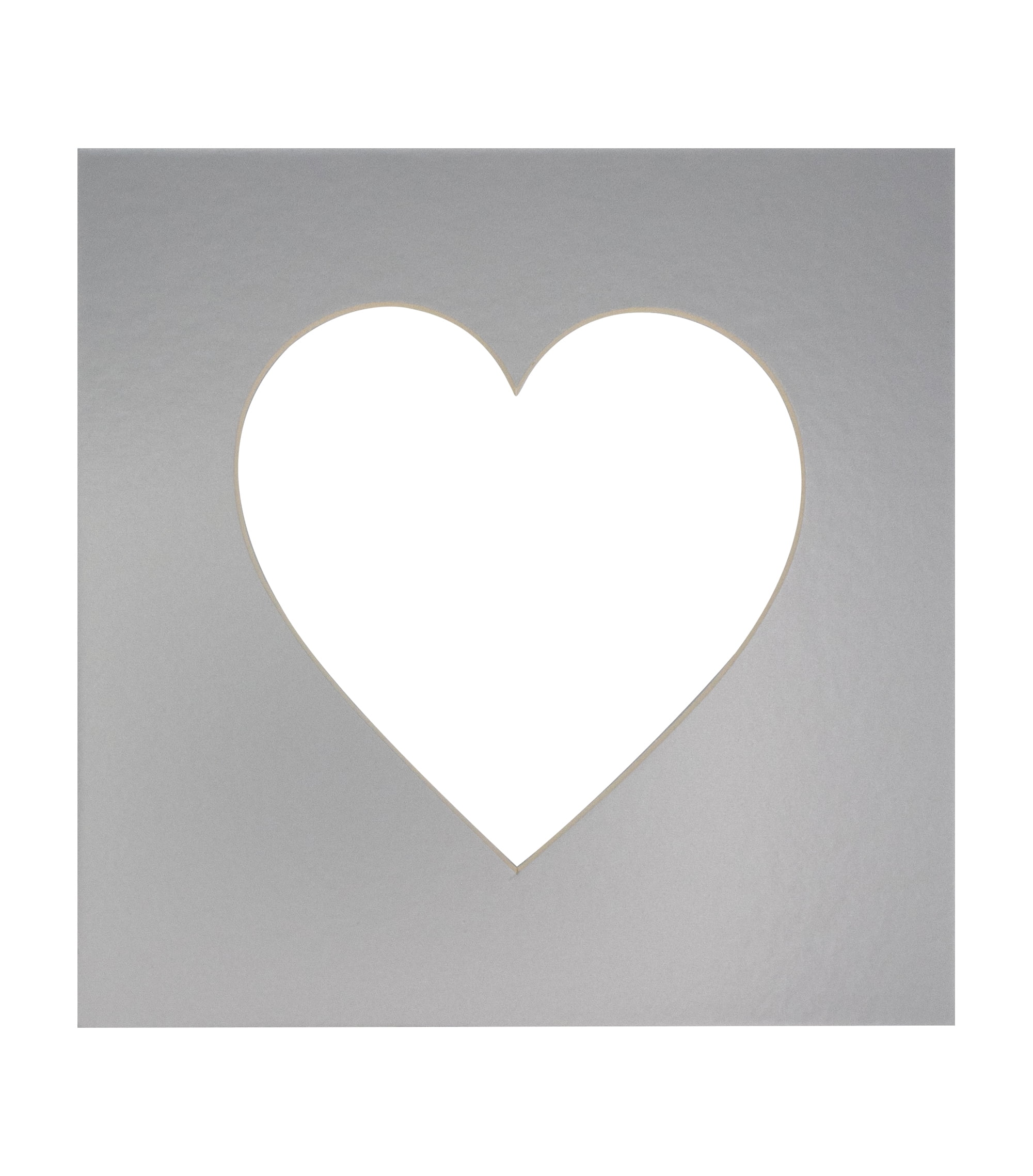 Metallic Silver Acid Free 7x7 Heart Picture Frame Mat with White Core ...