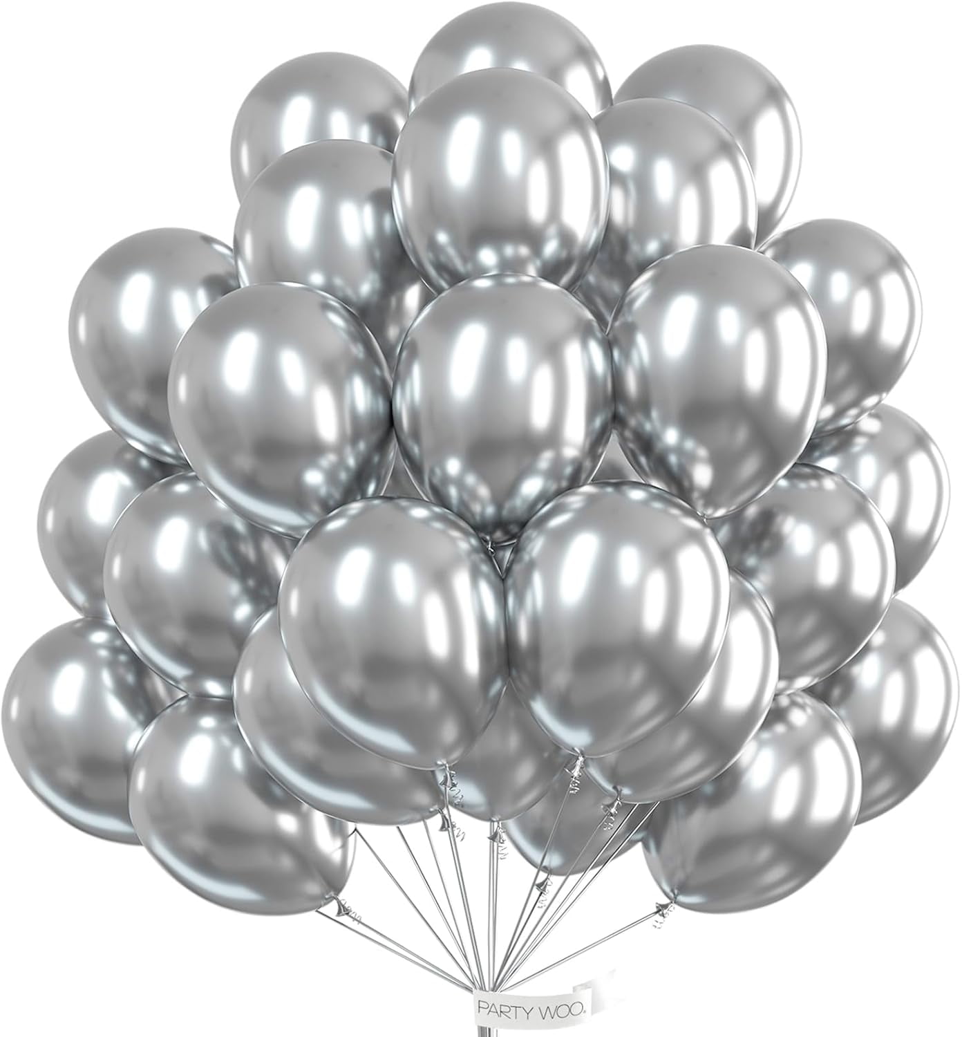 Metallic Silver Balloons 50 pcs 12 Inch Chrome Silver Latex Balloons ...