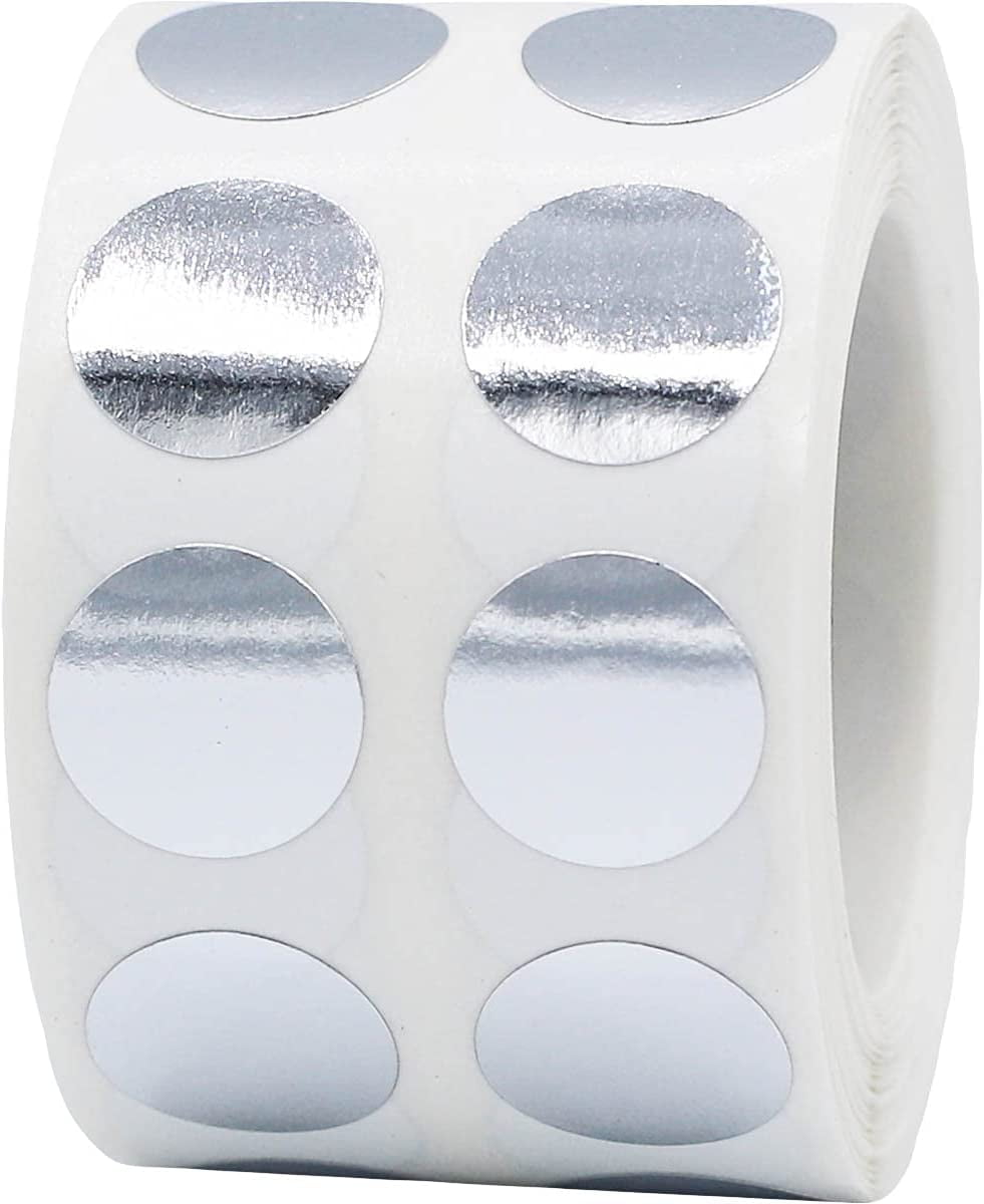 Metallic Silver Circle Dot Stickers, 1/2" Inch, 1000 Labels per Roll ...
