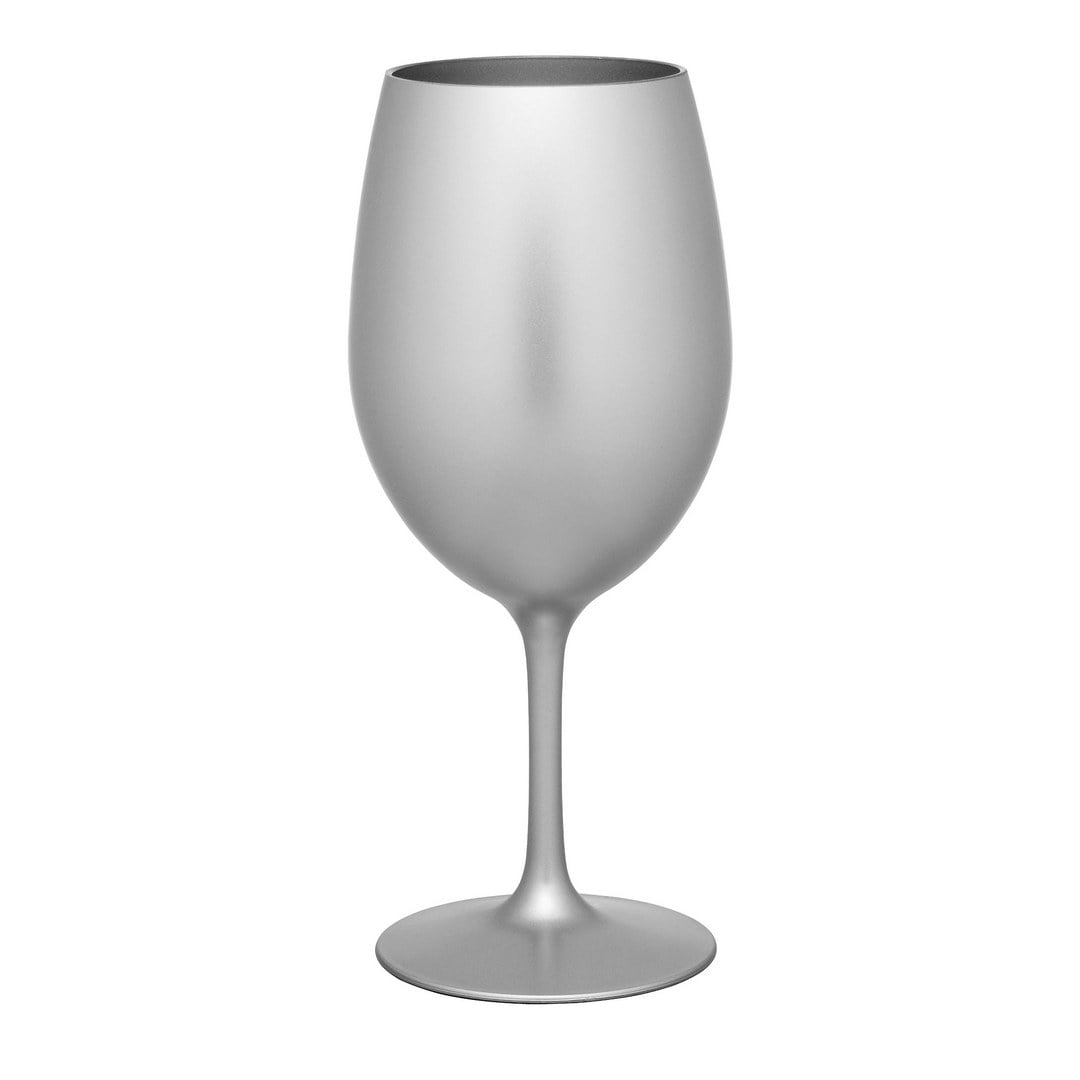 Metallic Silver Color Plastic Wine Glasses Set of 4 (20oz), BPA Free ...