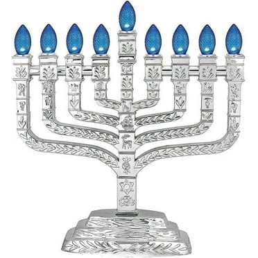 Aviv Judaica LED Electric Menorah, Battery Operated, Highly Chrome ...
