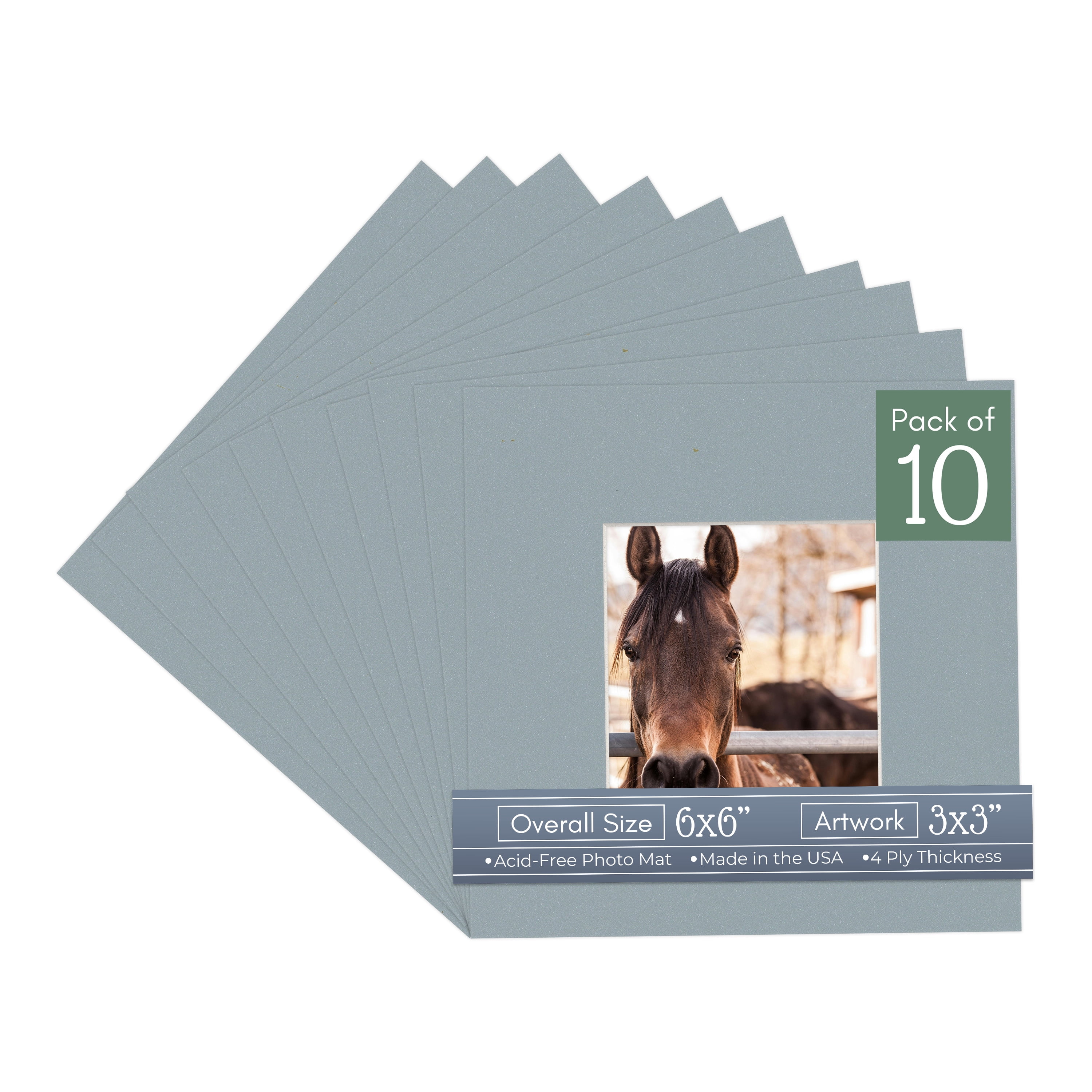 Metallic Silver Picture Frame Mat for 6x6 Frames - Fits 3x3 Photos - 10 ...