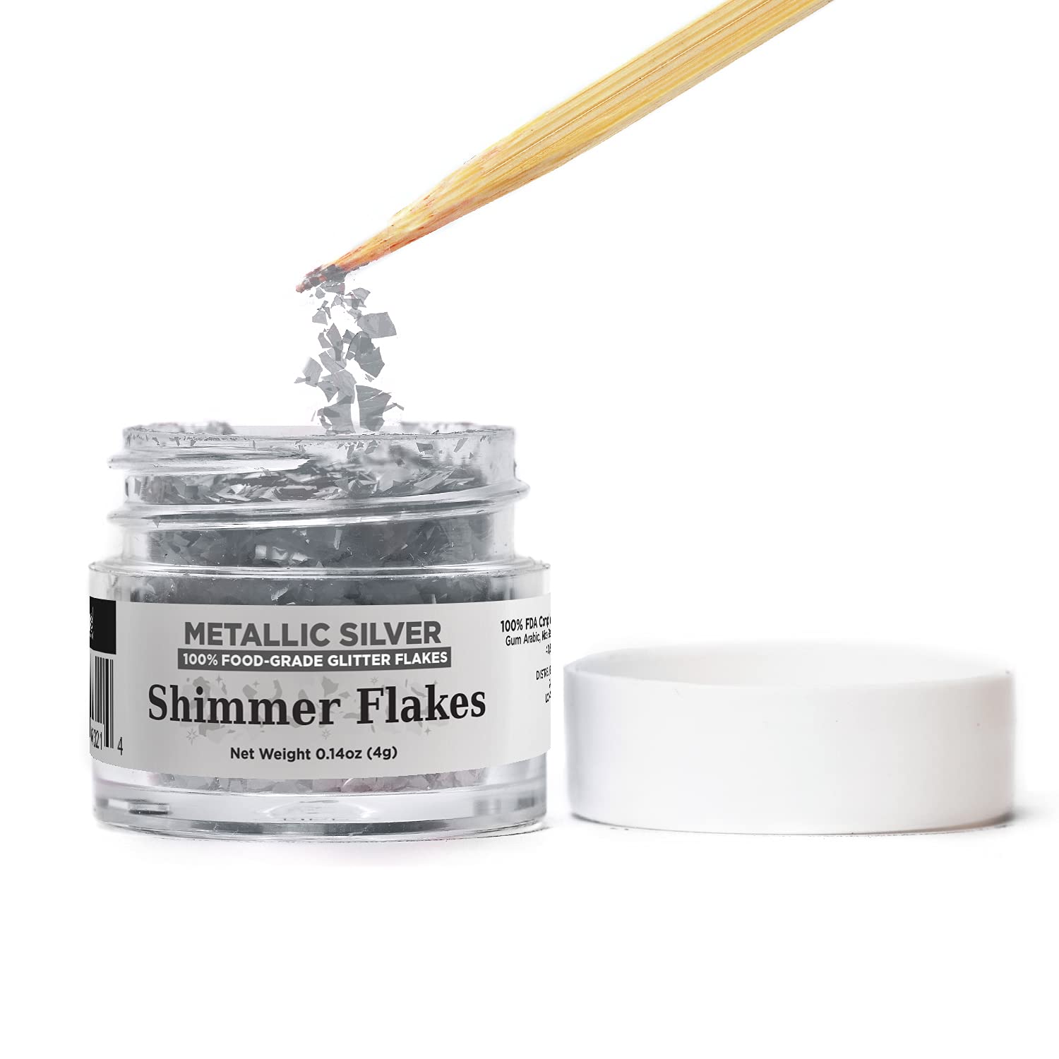 Metallic Silver Shimmer Flakes - (4 gram 1x Jar) | Captivating Edible ...