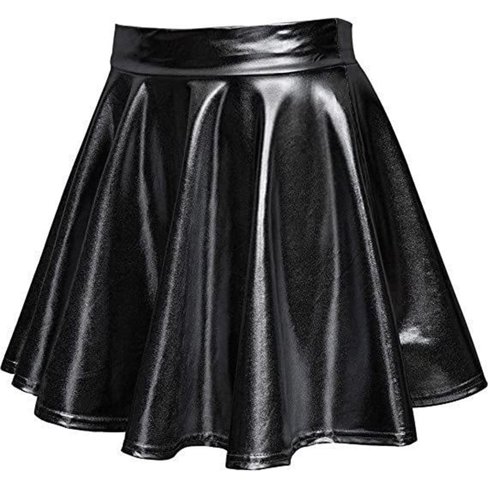 Metallic Skirts for Women Short 2024 Teens Shiny Flared Pleated Mini ...