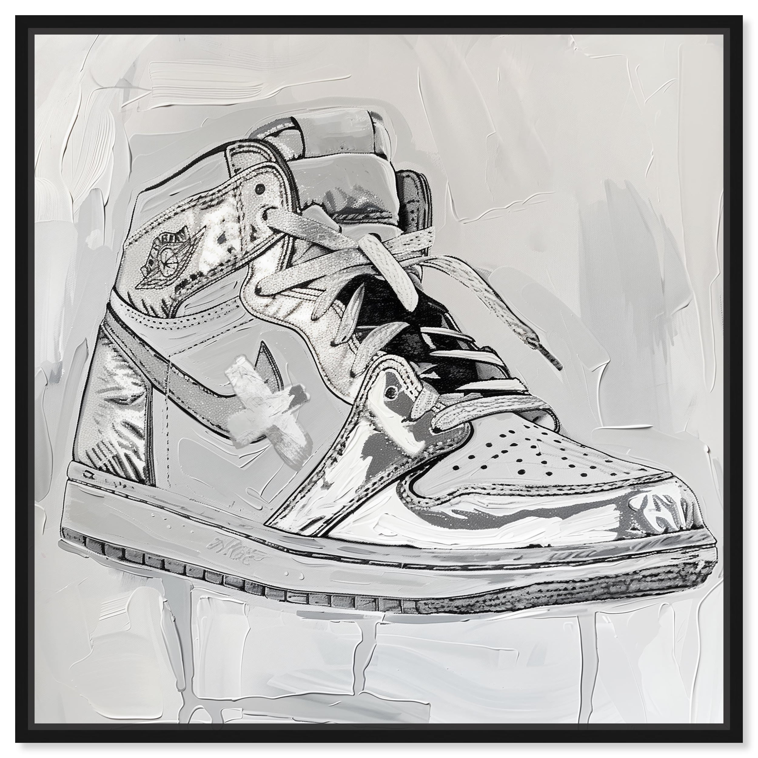 Metallic Sneaker Modern Art Prints Canvas Wall Art by Notoriart, Black ...