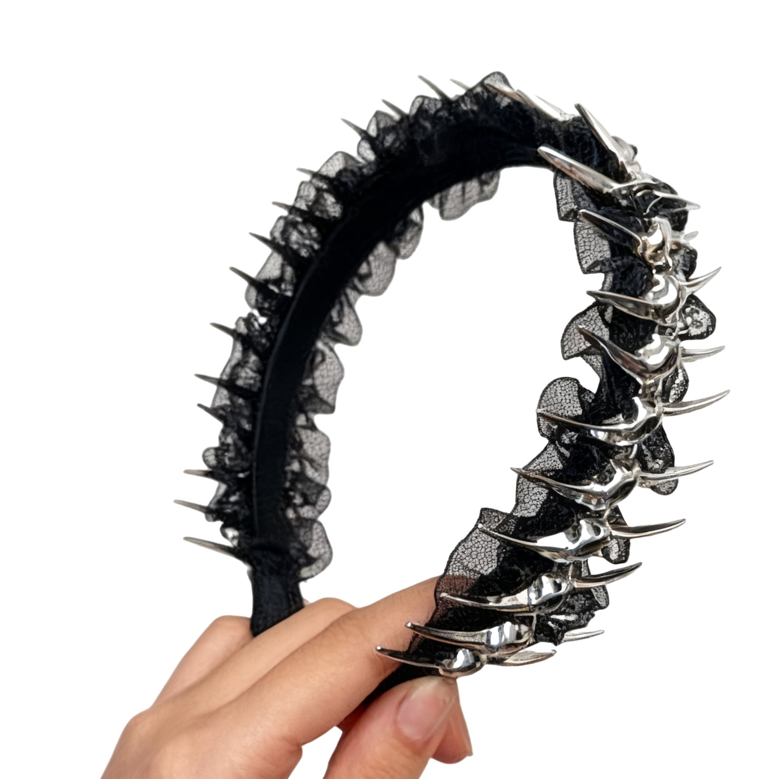 Metallic Spine Punk Hairband Cosplay Hair Styling Accessory with Lace ...