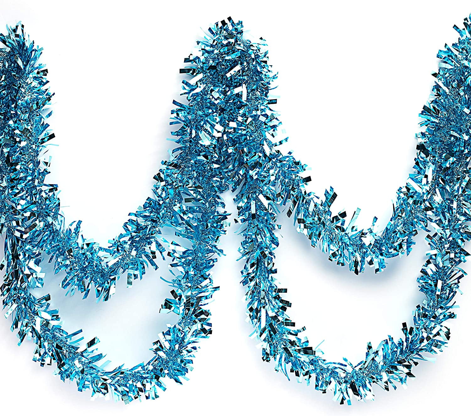 Metallic Tinsel Twist Garland, Light Blue - 4 inches Wide x 25 feet ...