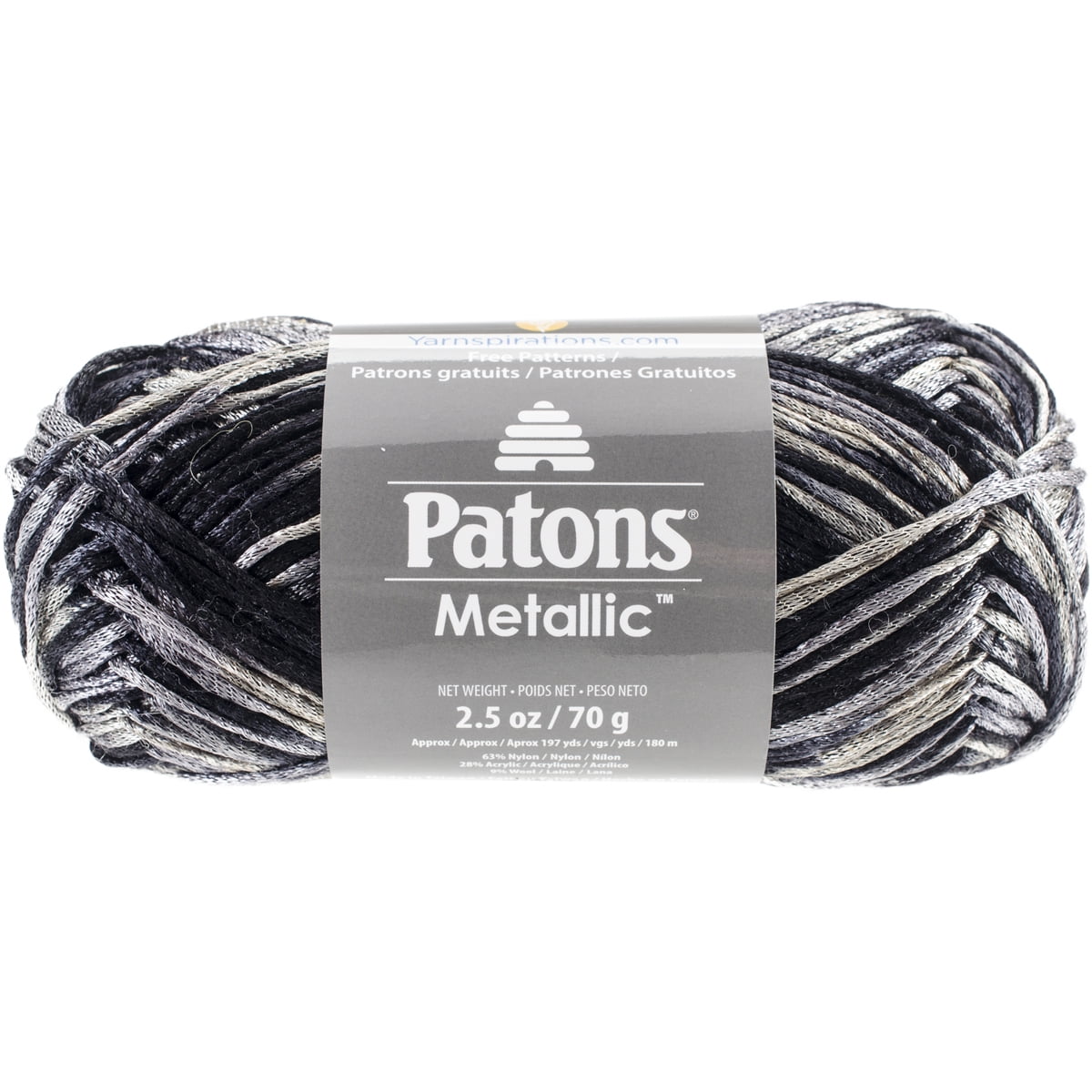 Metallic Variegated Yarn-Black Marble, Pk 6, Patons - Walmart.com