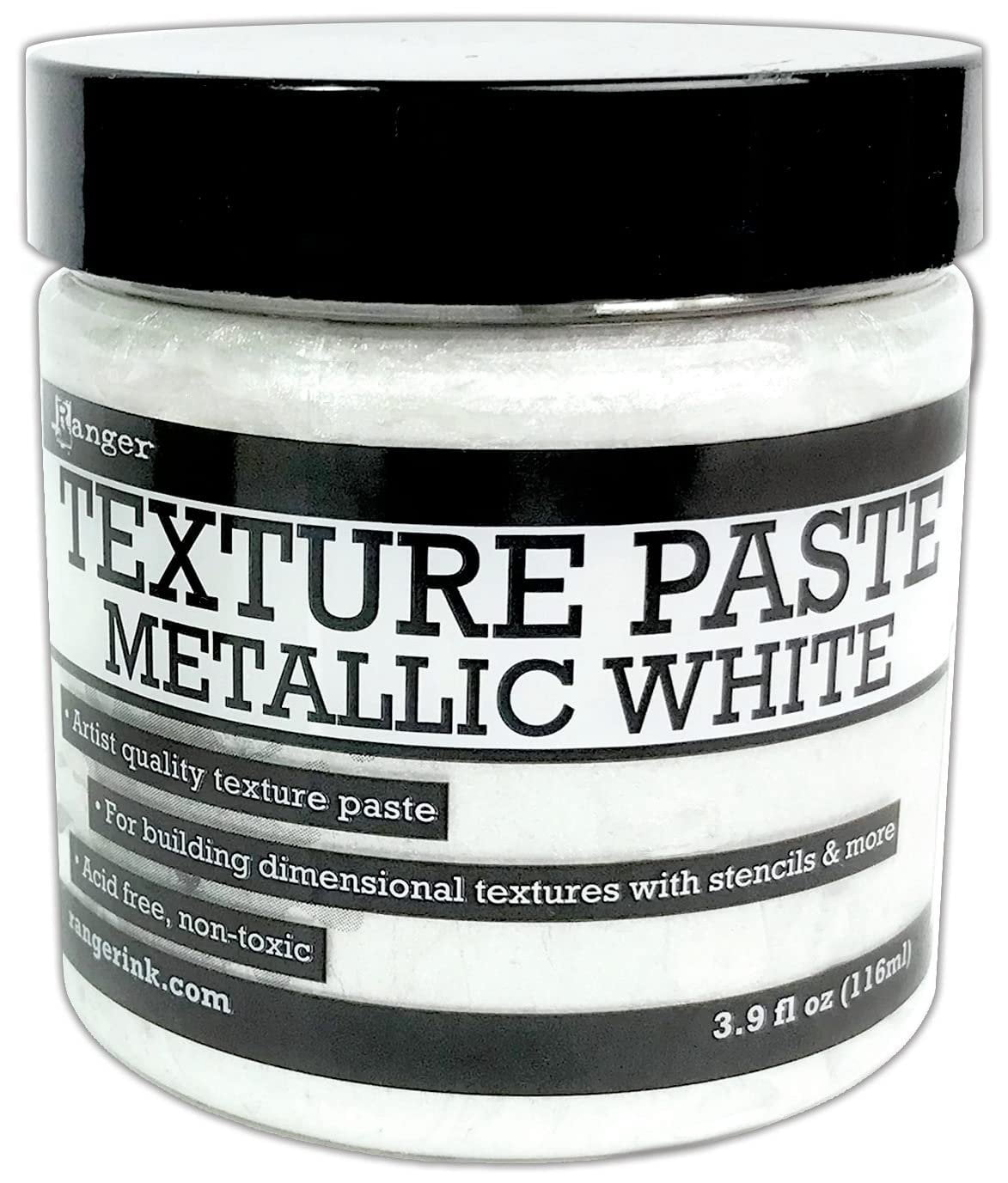 Ranger Ink Metallic White Texture Paste for Acrylic Paint Craft, 3.9 fl ...