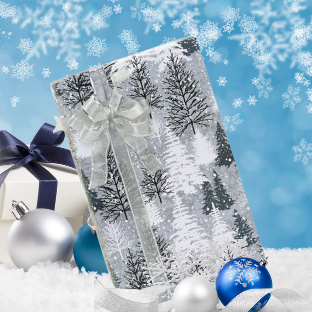 Metallic Pretty Winter Wonderland Snow Mountain Christmas Holiday Gift ...