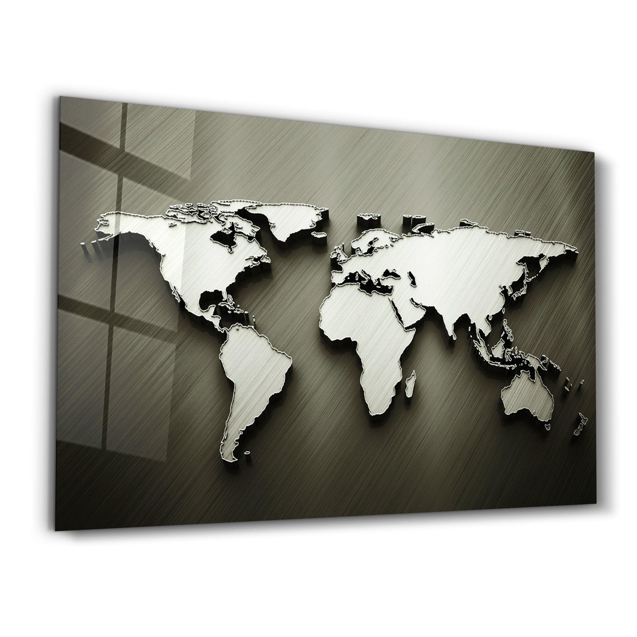 Metallic World Map | Glass Wall Art - Walmart.com