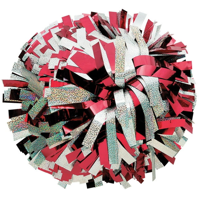 Metallic with Holographic Mix Cheerleading Pom - Red/Silver - Walmart.com