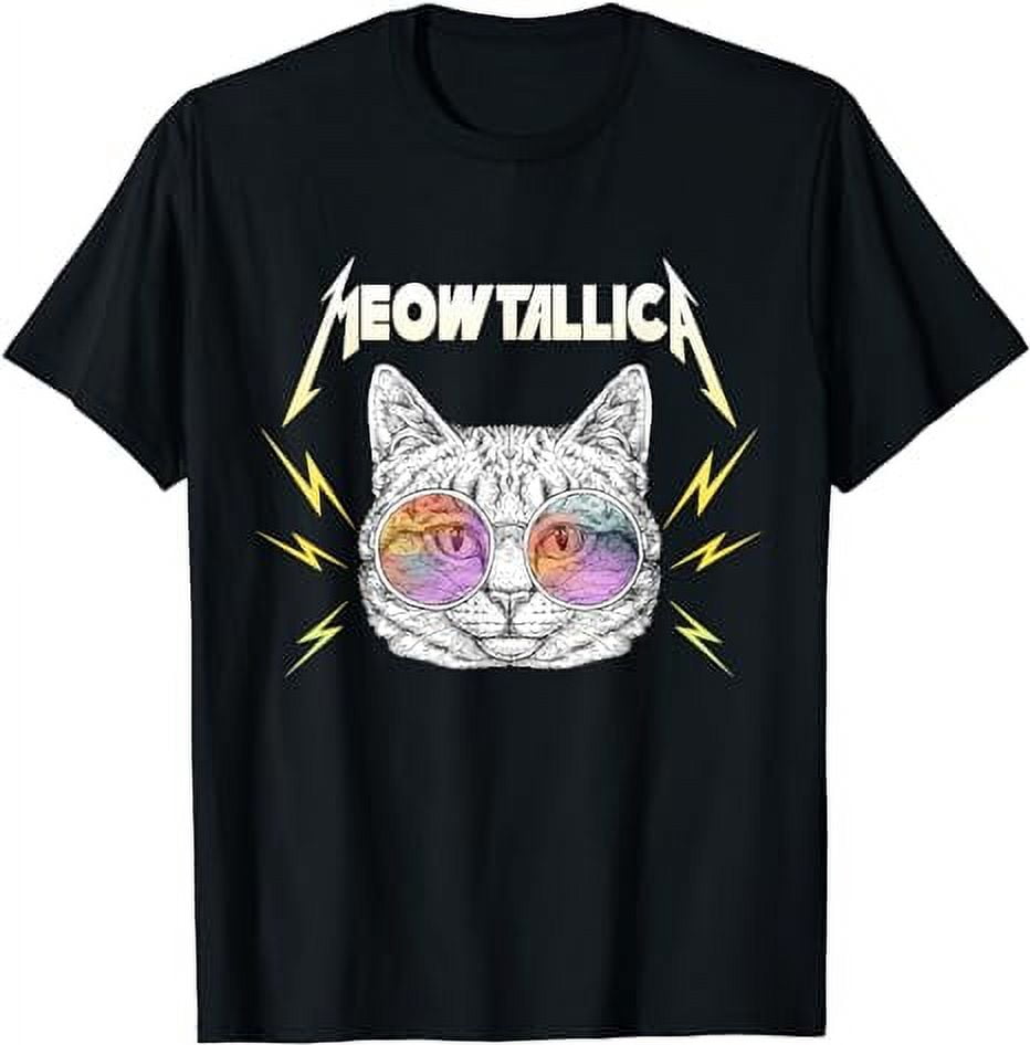 Metallicat Funny Cat Rock 90s Meow For Music Band Of Friends T-Shirt ...