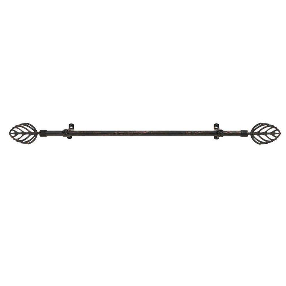 Metallo Leaf 28 in. - 48 in. Adjustable 3/4 in. Single Curtain Rod in ...