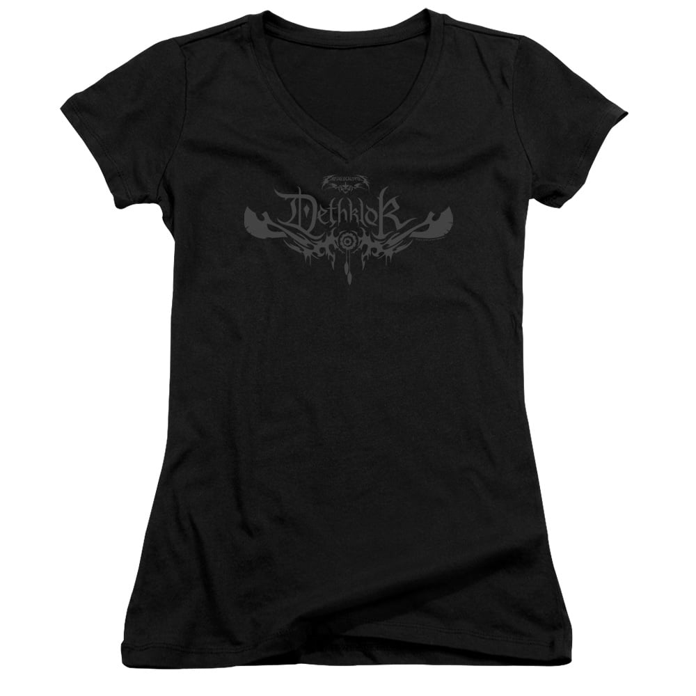 Metalocalypse Dethklok Logo Junior Women's T-Shirt V-Neck Black ...