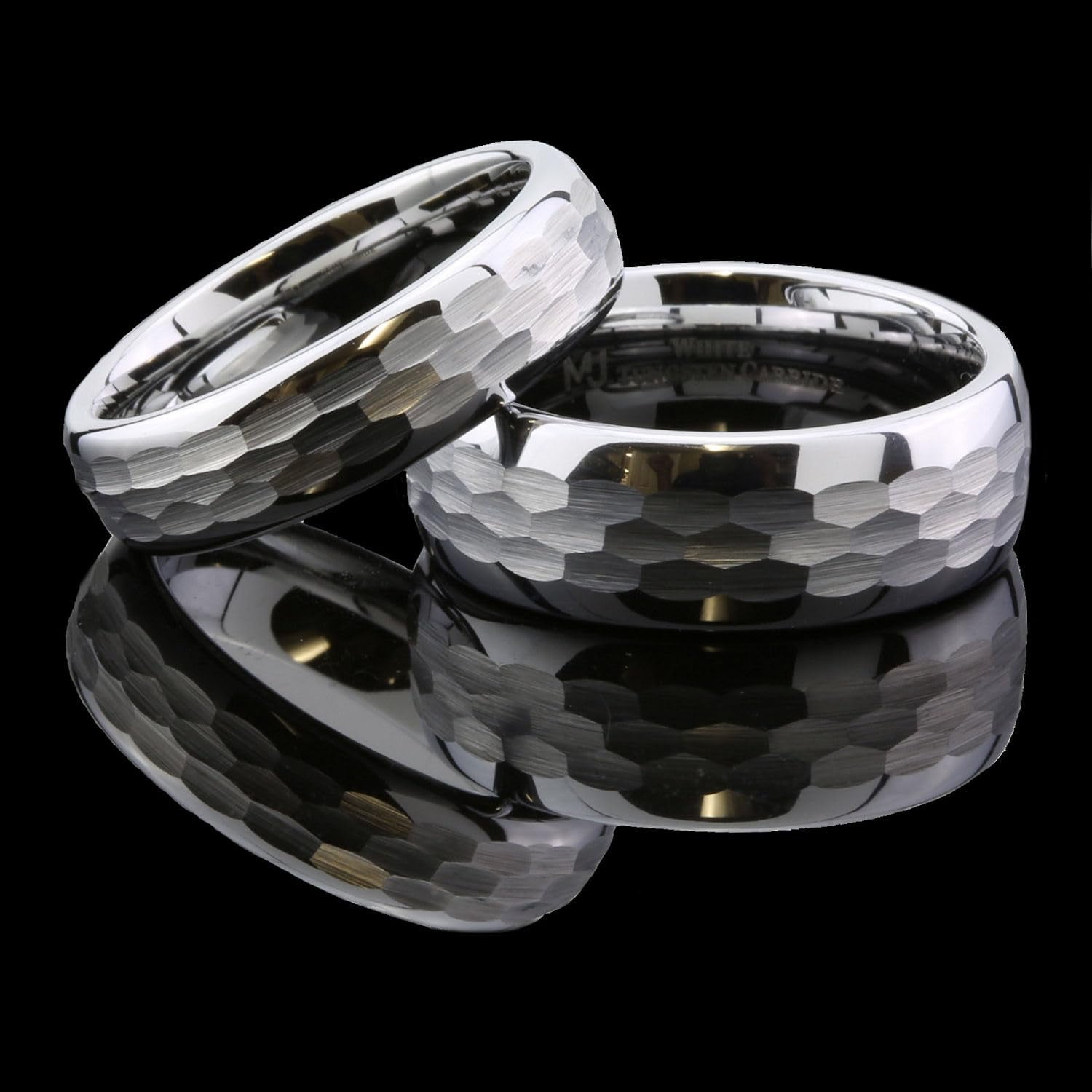 Metals Jewelry Adult Unisex 5mm White Tungsten Carbide Hammered Center ...