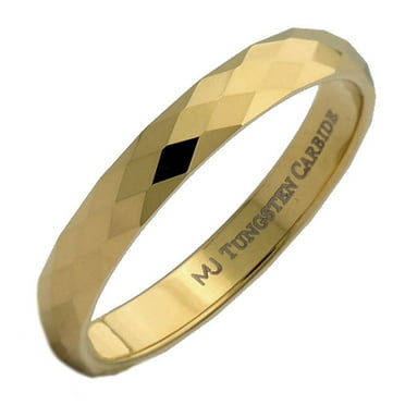 8mm Tungsten Carbide Sandblasted Finish Center Stepped Edge Yellow Gold ...
