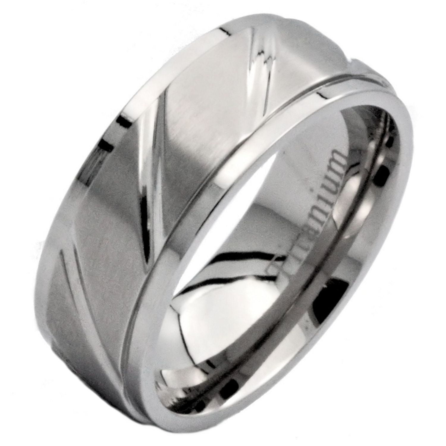 Metals Jewelry Unisex 8mm Titanium Wedding Ring Polished Diagonal ...
