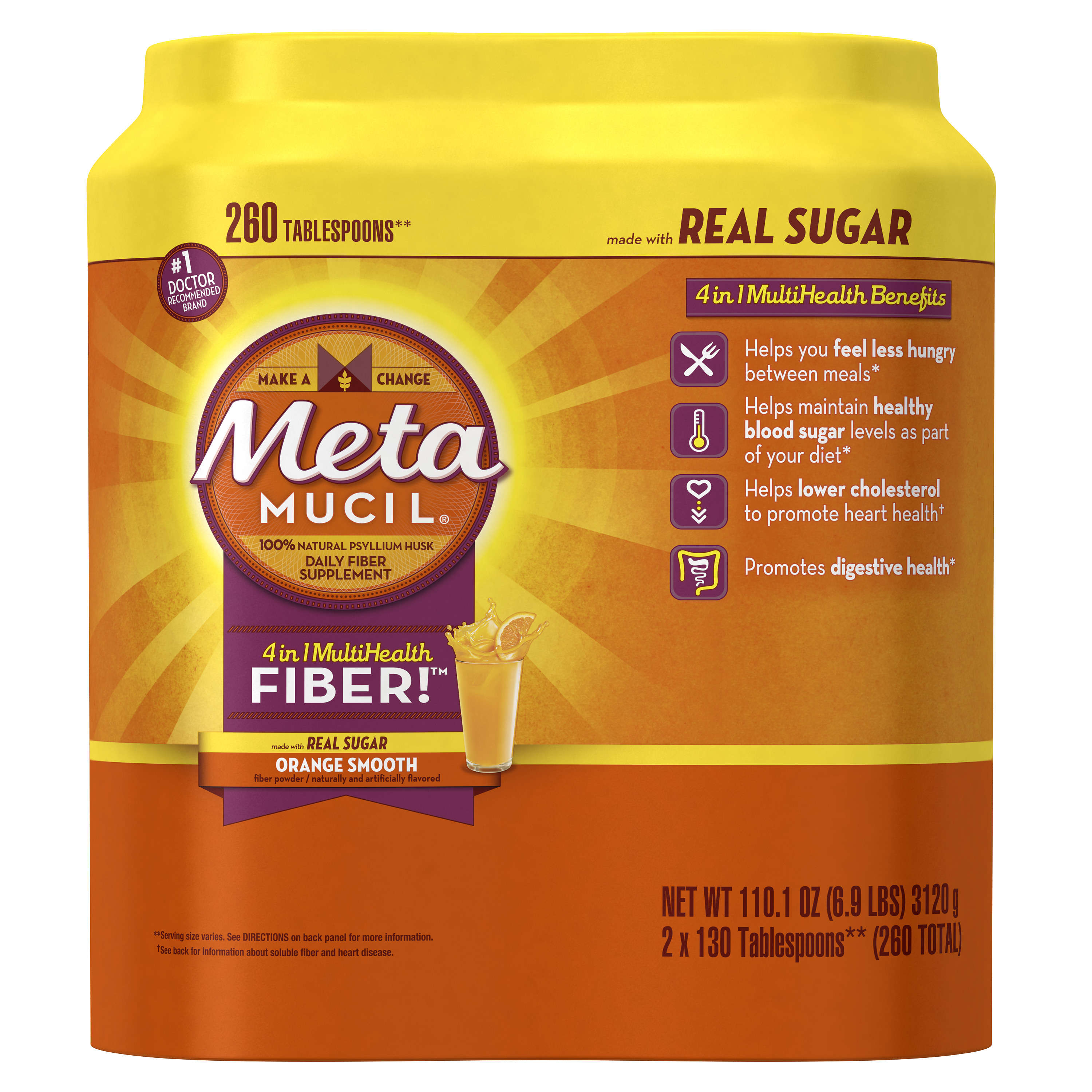 Metamucil Orange Smooth Fiber Powder (260 doses) - Walmart.com