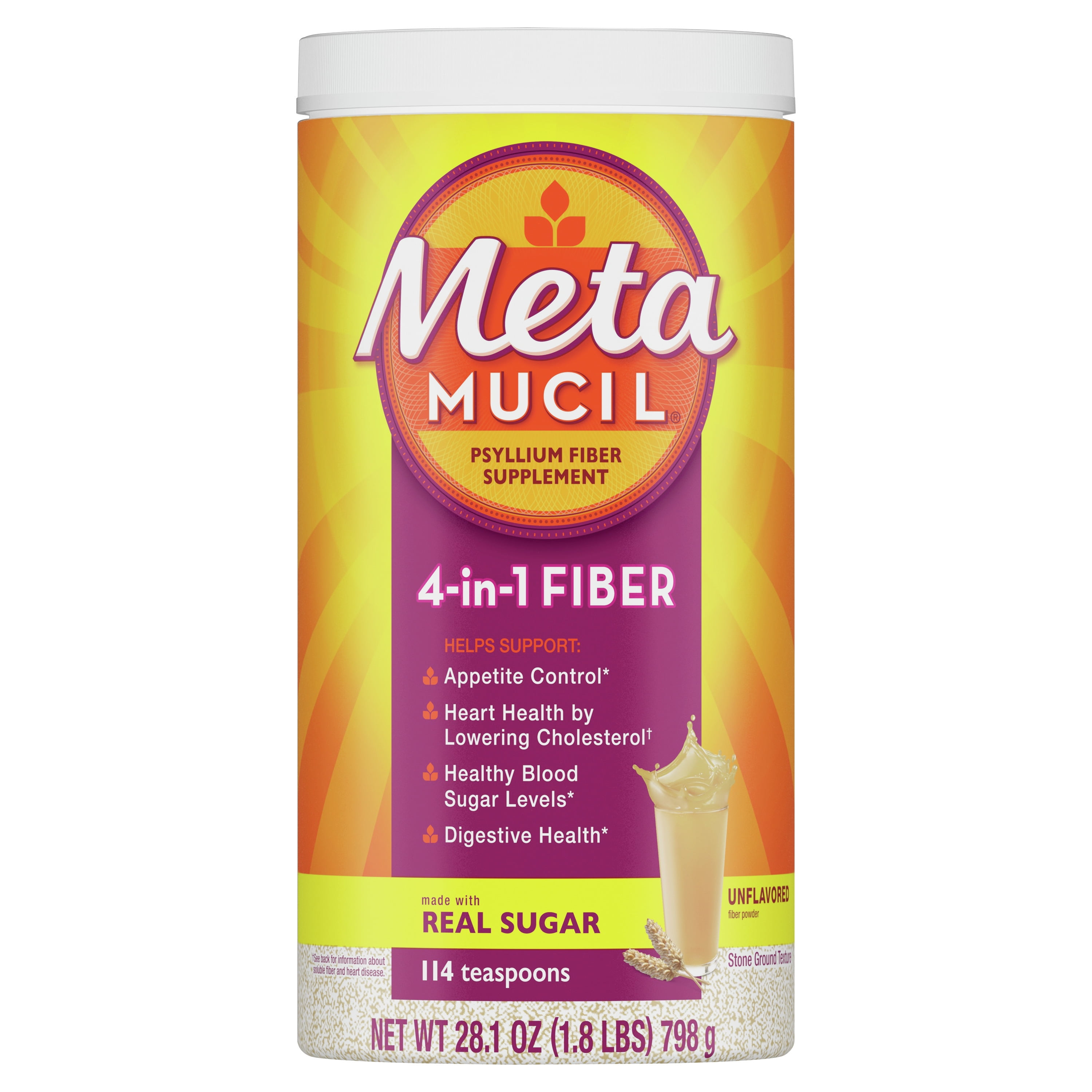 Metamucil Daily Fiber, Psyllium Husk Powder for Digestion ...