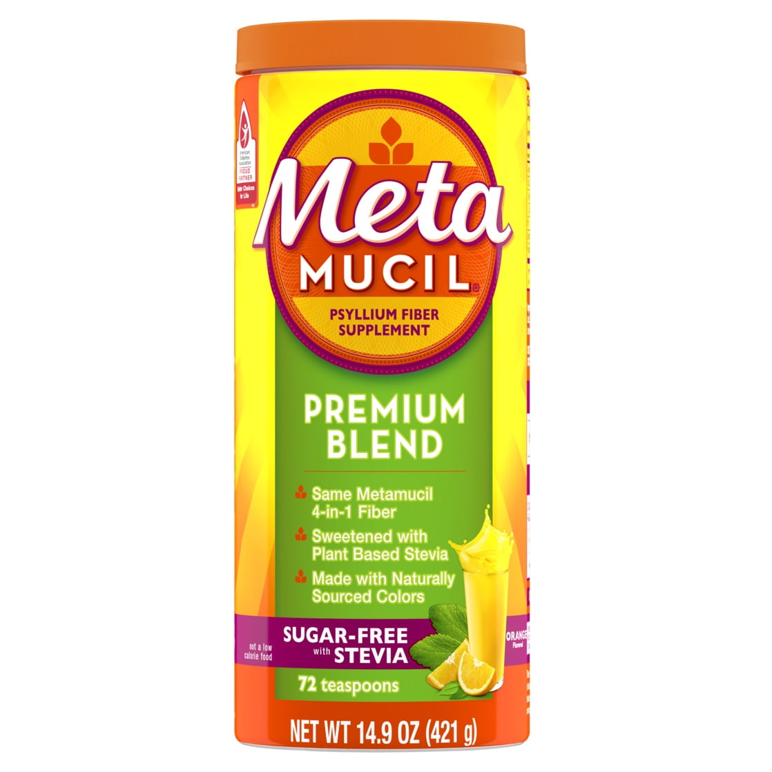 Metamucil Premium Blend Fiber Supplement, Psyllium Husk Powder, Stevia ...