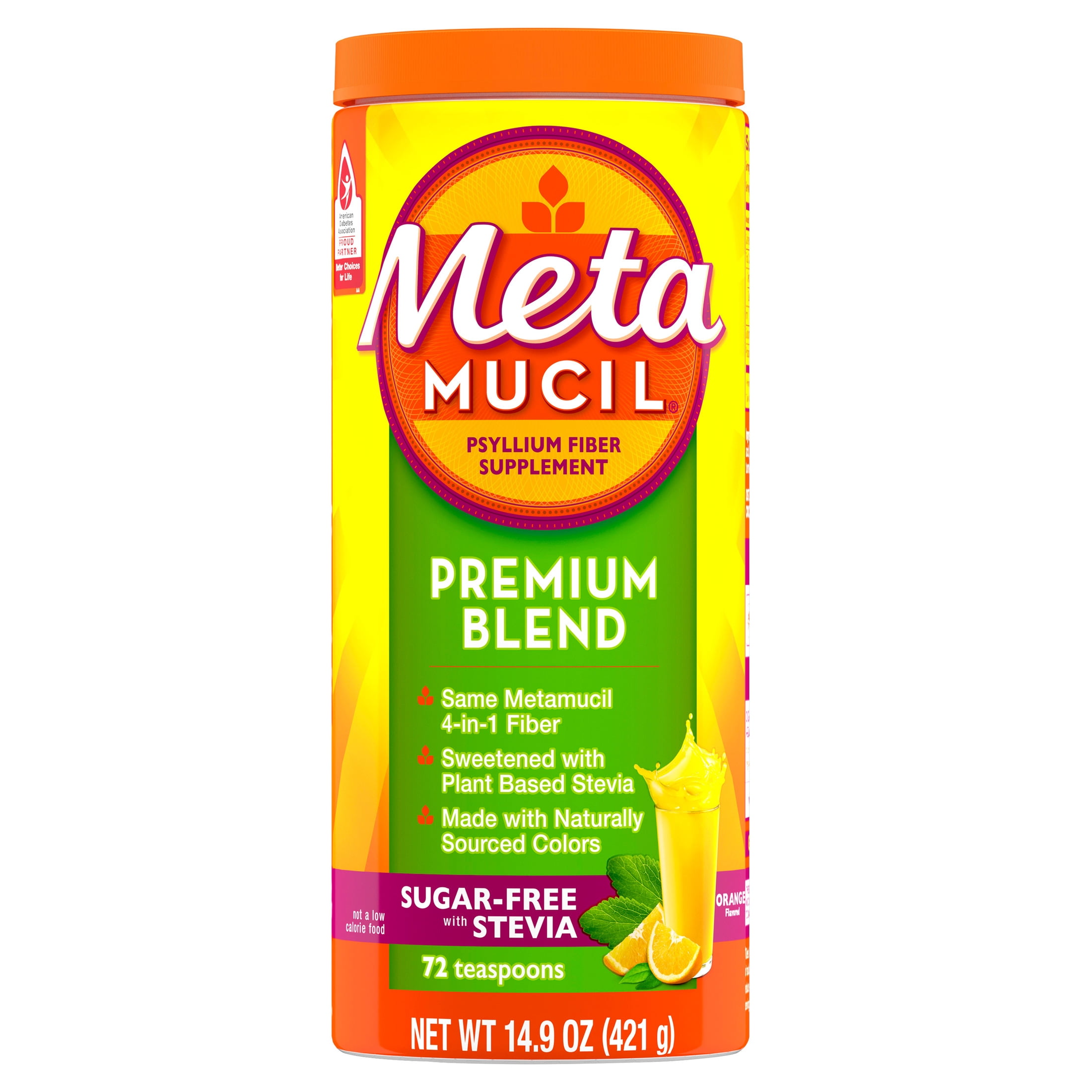 Metamucil Premium Blend Fiber Supplement, Psyllium Husk Powder, Stevia ...