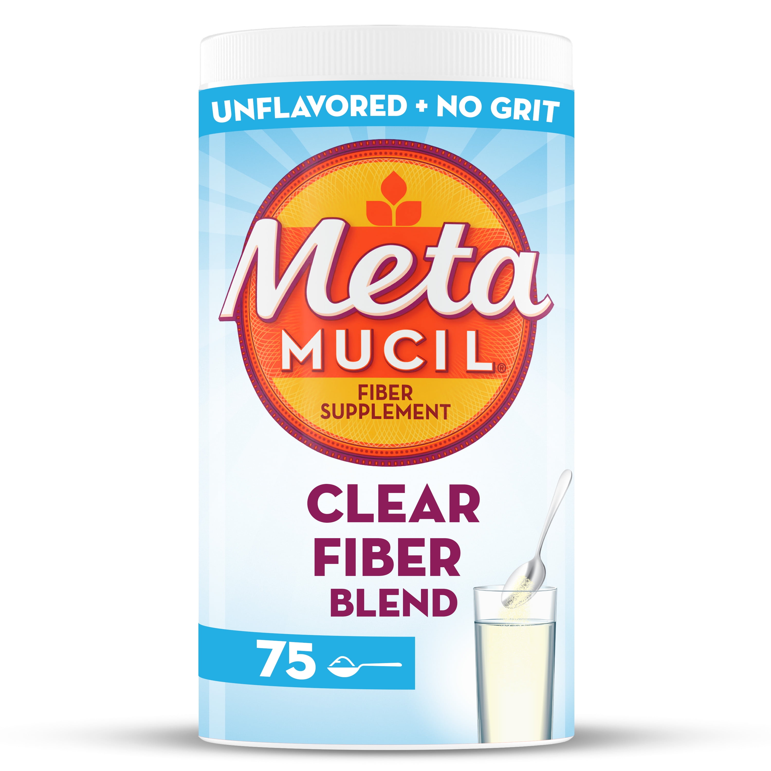 Metamucil Fiber Supplement, Unflavored Clear Mixing Powder, No Grit, No ...