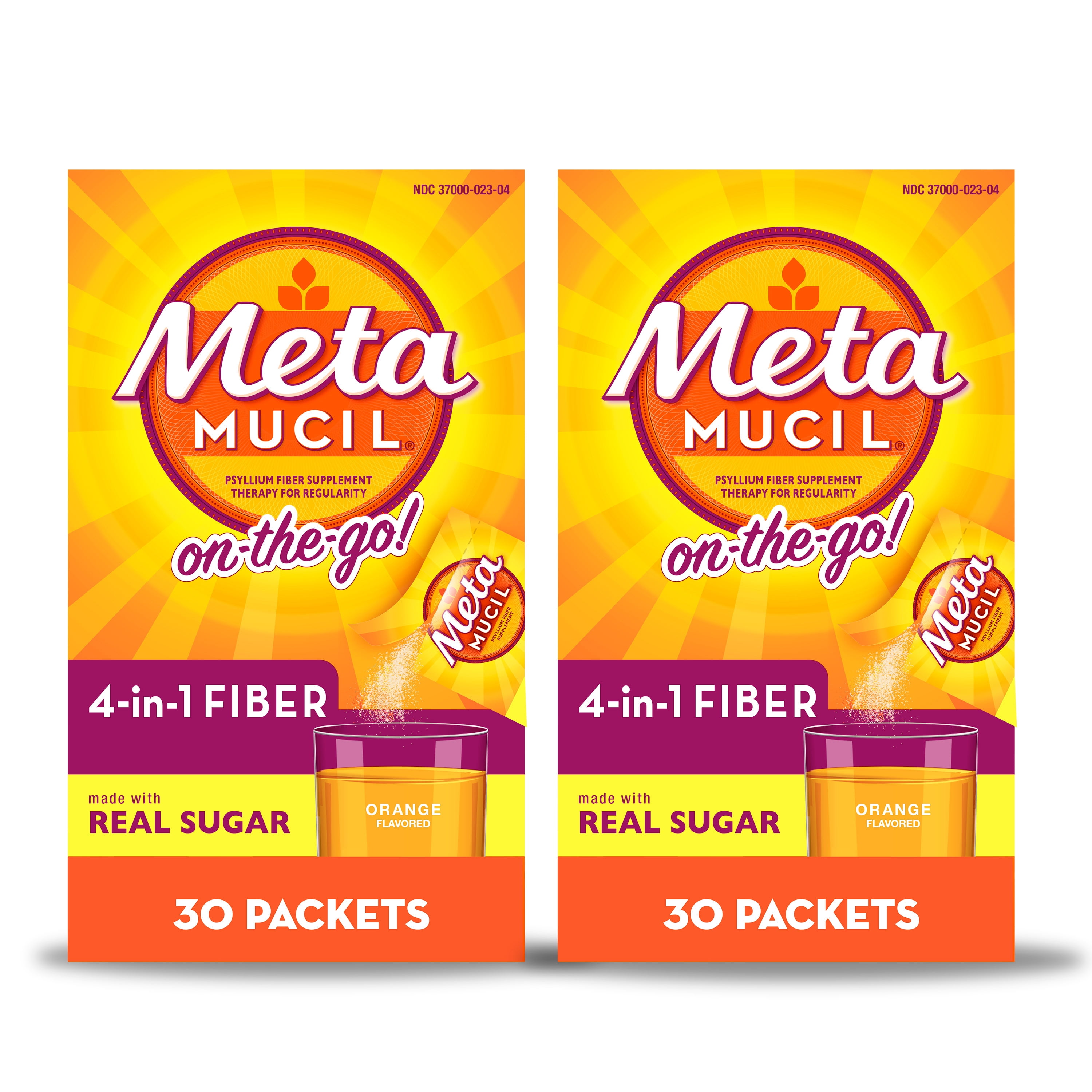 Metamucil 4-in-1 Digestive Health Fiber, Original Powder, Travel Packs ...