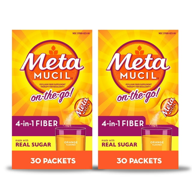 Metamucil 4-in-1 Digestive Health Fiber, Original Powder, Travel Packs ...